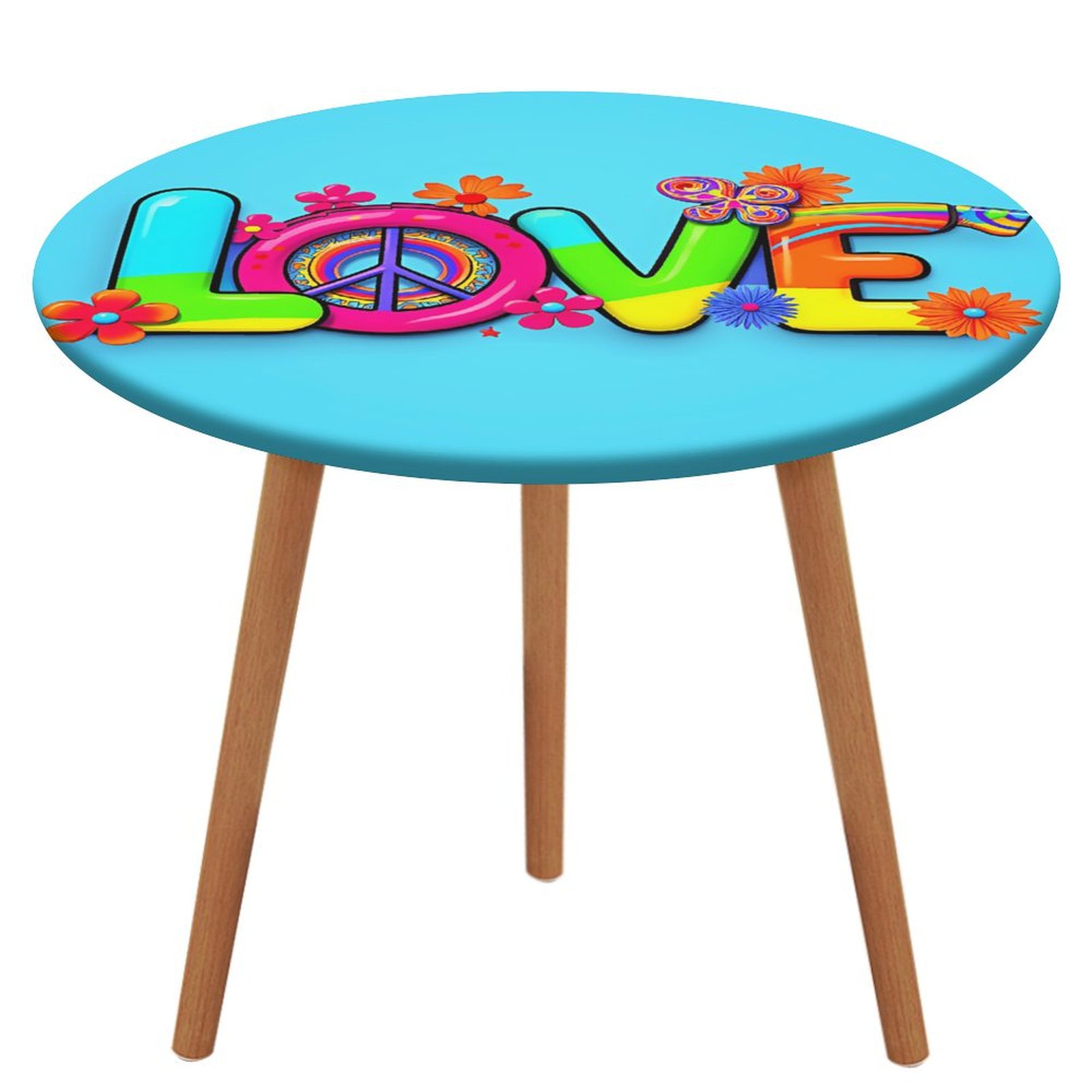 Colorful Peace Pattern Round Tablecloth Waterproof Elastic Table ...