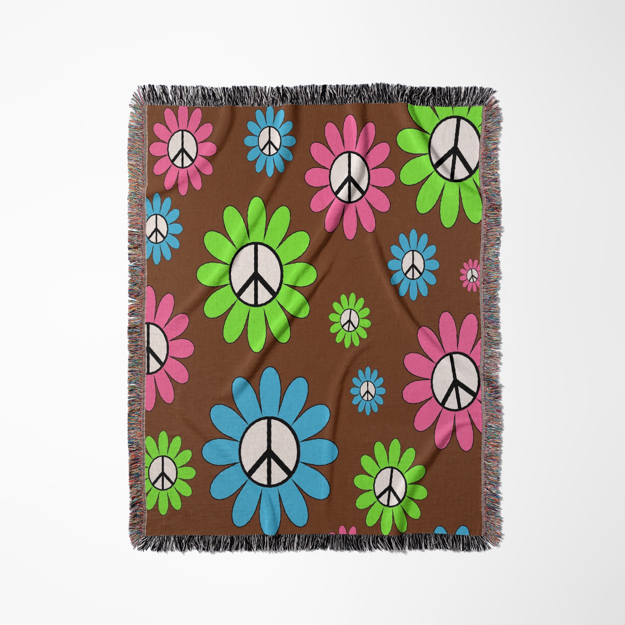 Colorful Peace Sign Flowers Girly Art, Woven Blanket - Walmart.com