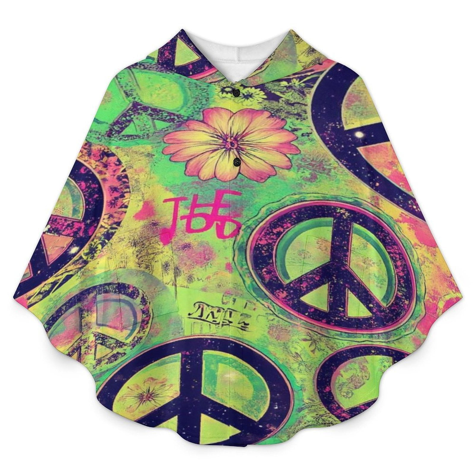 Colorful Peace Signs Pattern Blanket Oversized Wearable Hooded Blanket ...