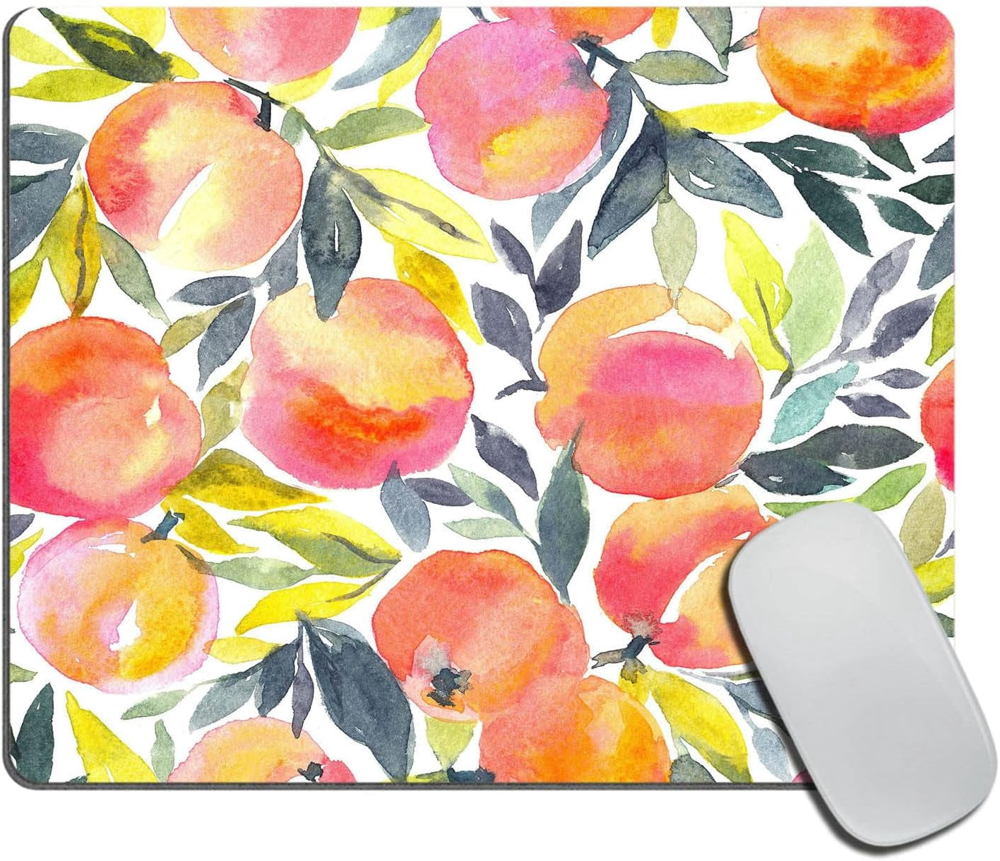 Colorful Peach Watercolor Mouse Pad 9.5"x7.9"x0.12" Inch Bright Hand ...