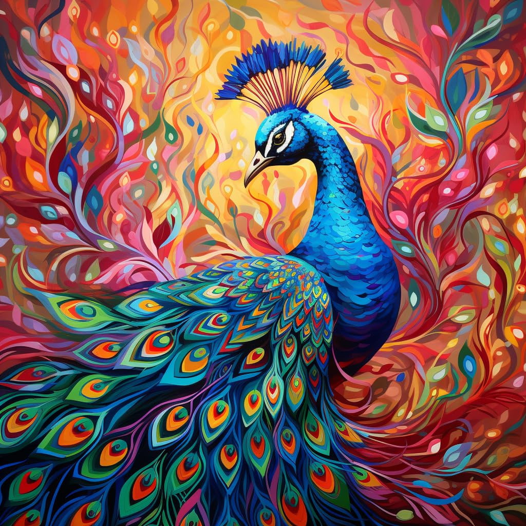 Colorful Peacock 5D Diamond Art Painting by Number Kits for Adults DIY ...