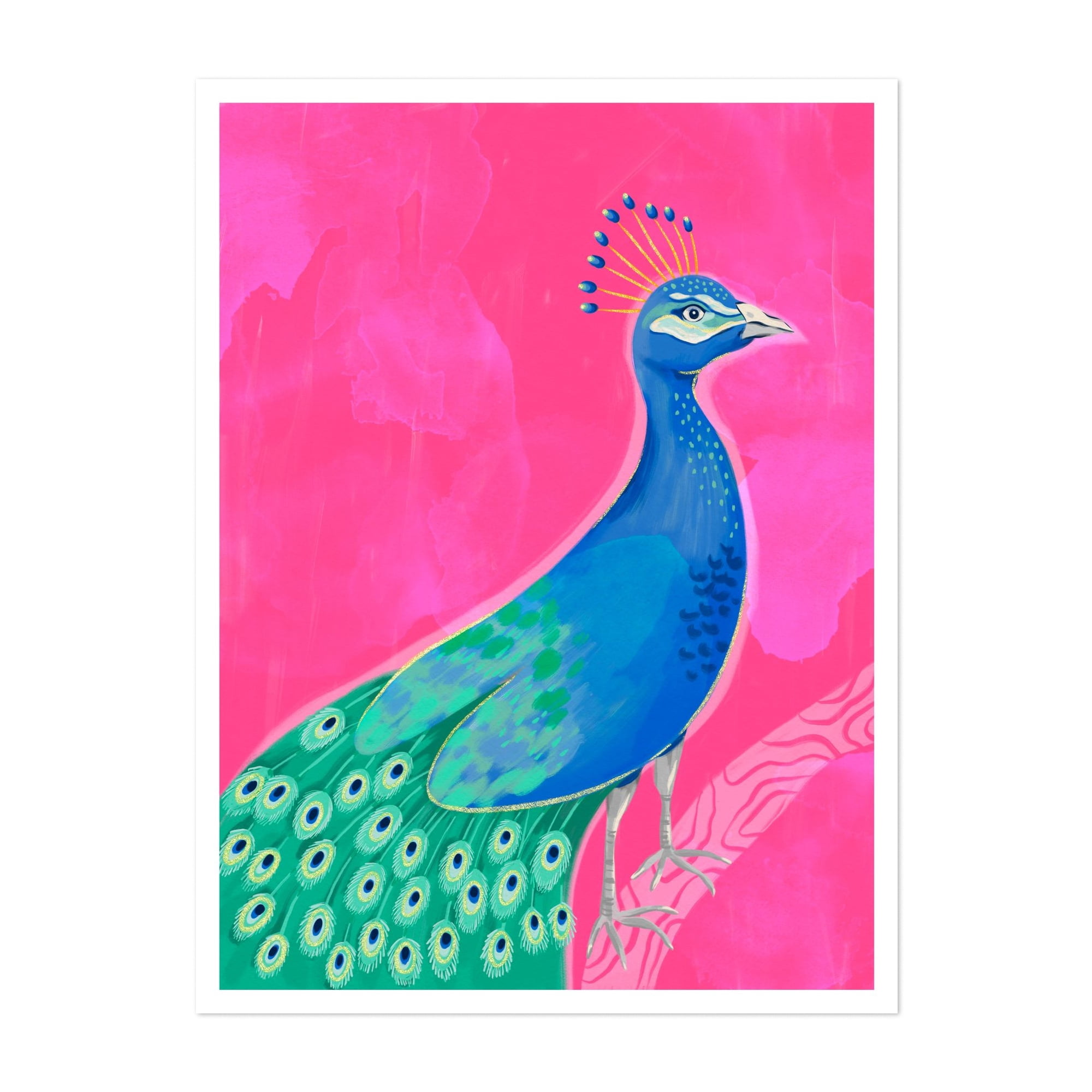 Colorful Peacock Art Print - Painting Bird Wildlife Illustration Modern ...