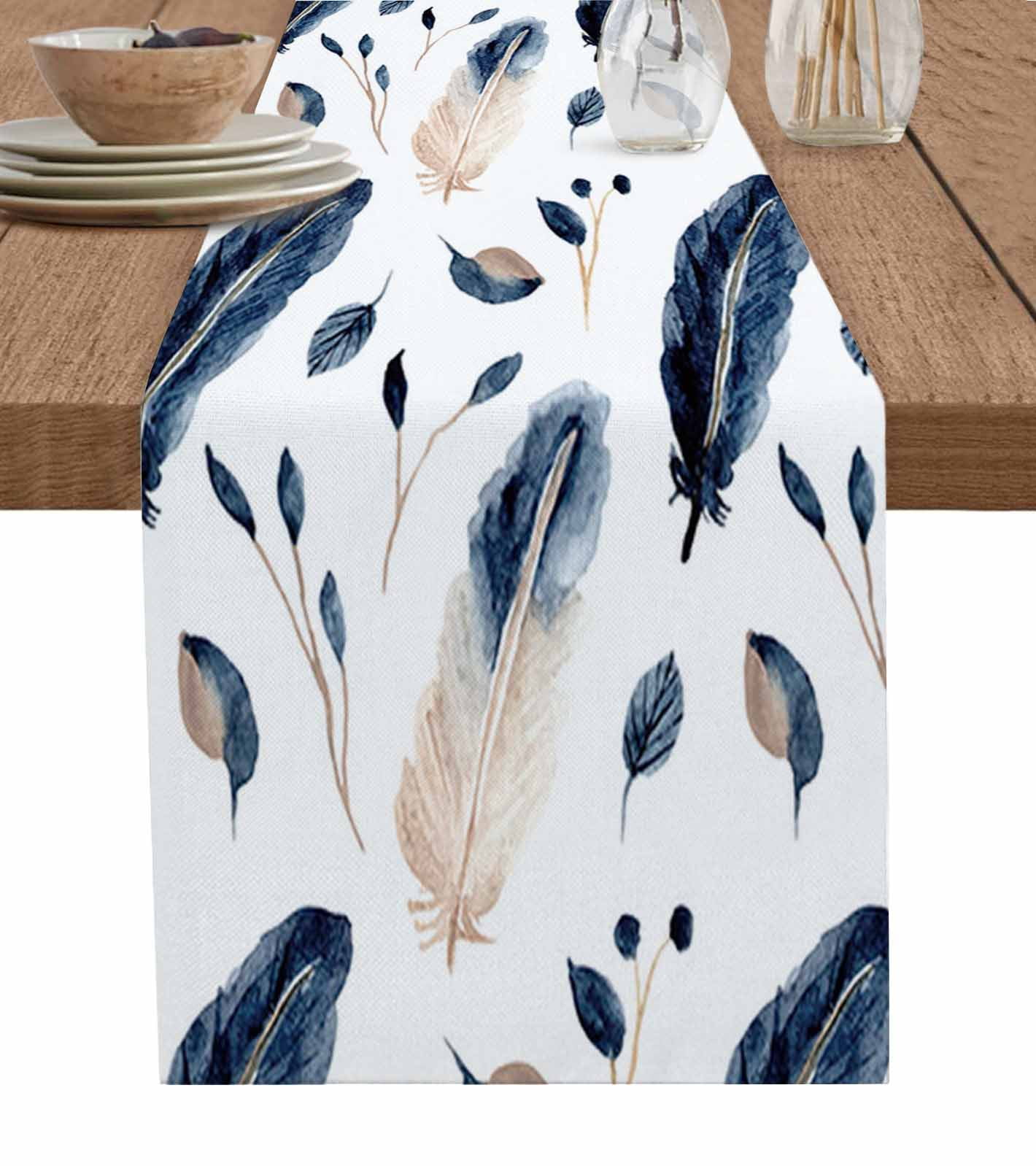 Colorful Peacock Feather Print Table Runner Home Wedding Table Flag Mat ...