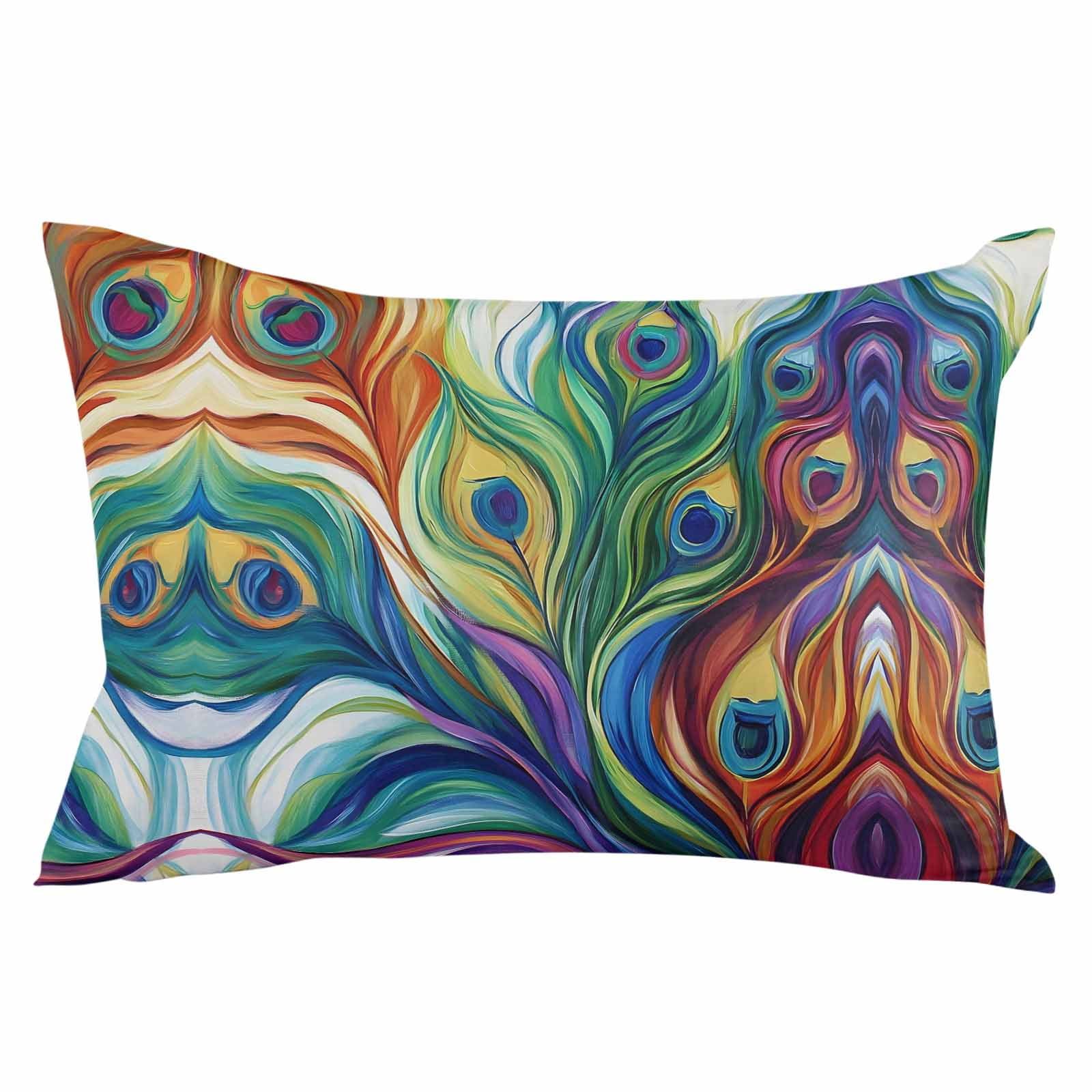 Colorful Peacock Feathers Throw Pillow Cover 20 x 26 Inch Decorative ...