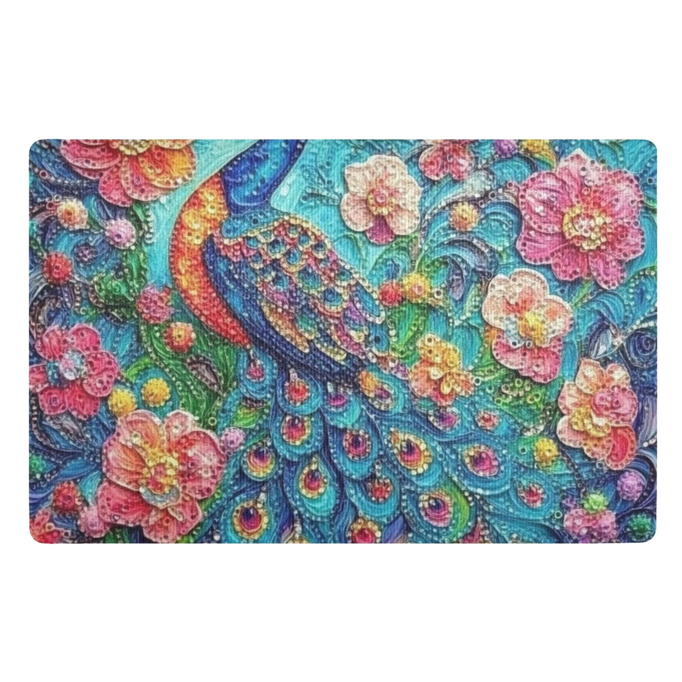 Colorful Peacock Floor Door Mat Outdoor Indoor for Home Entrance ...