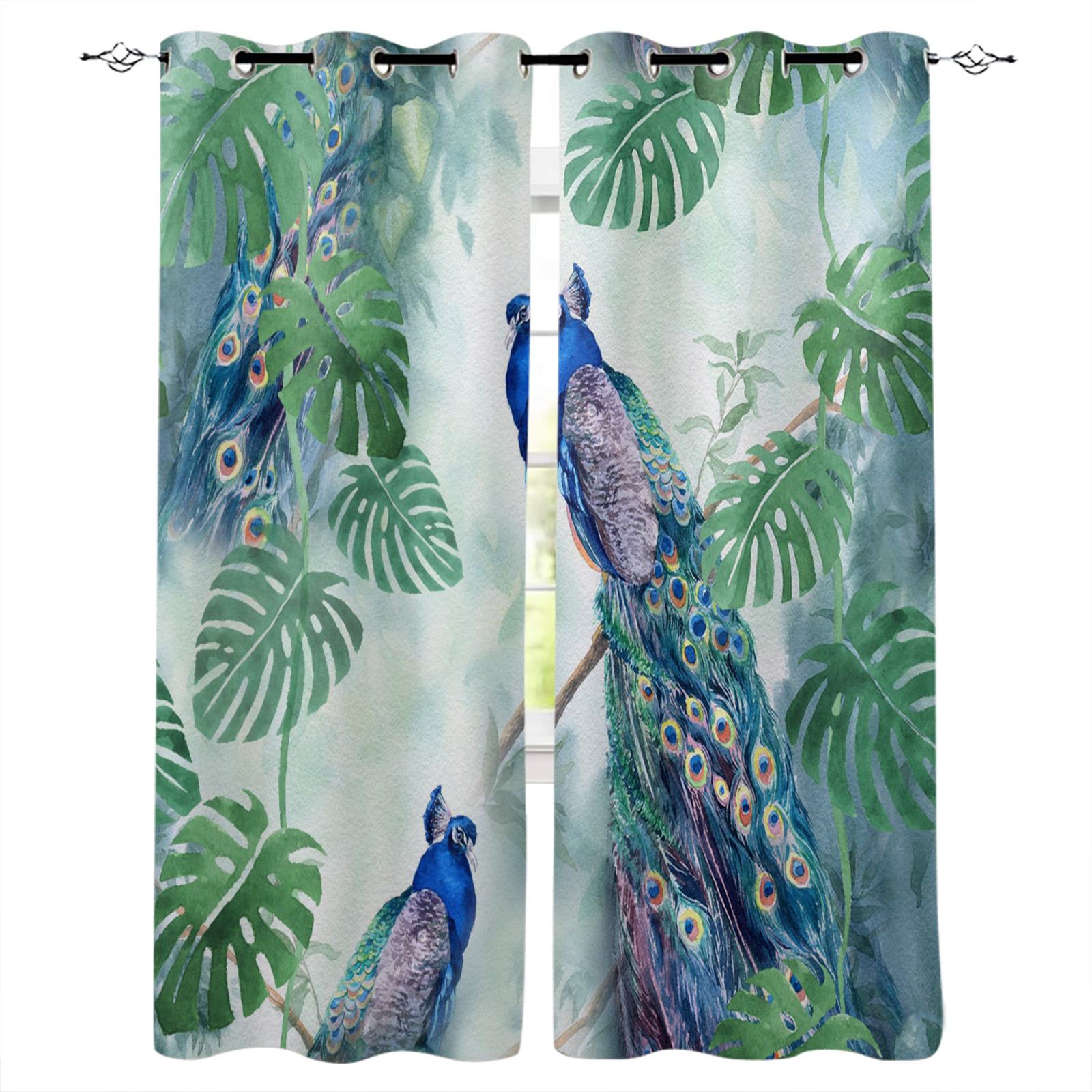 Colorful Peacock Hot Air Balloon Lavender Window Curtains Living Room ...