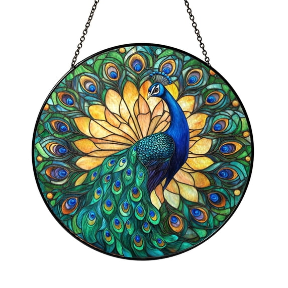 Colorful Peacock Stained Glass Look Window Suncatcher - Walmart.com