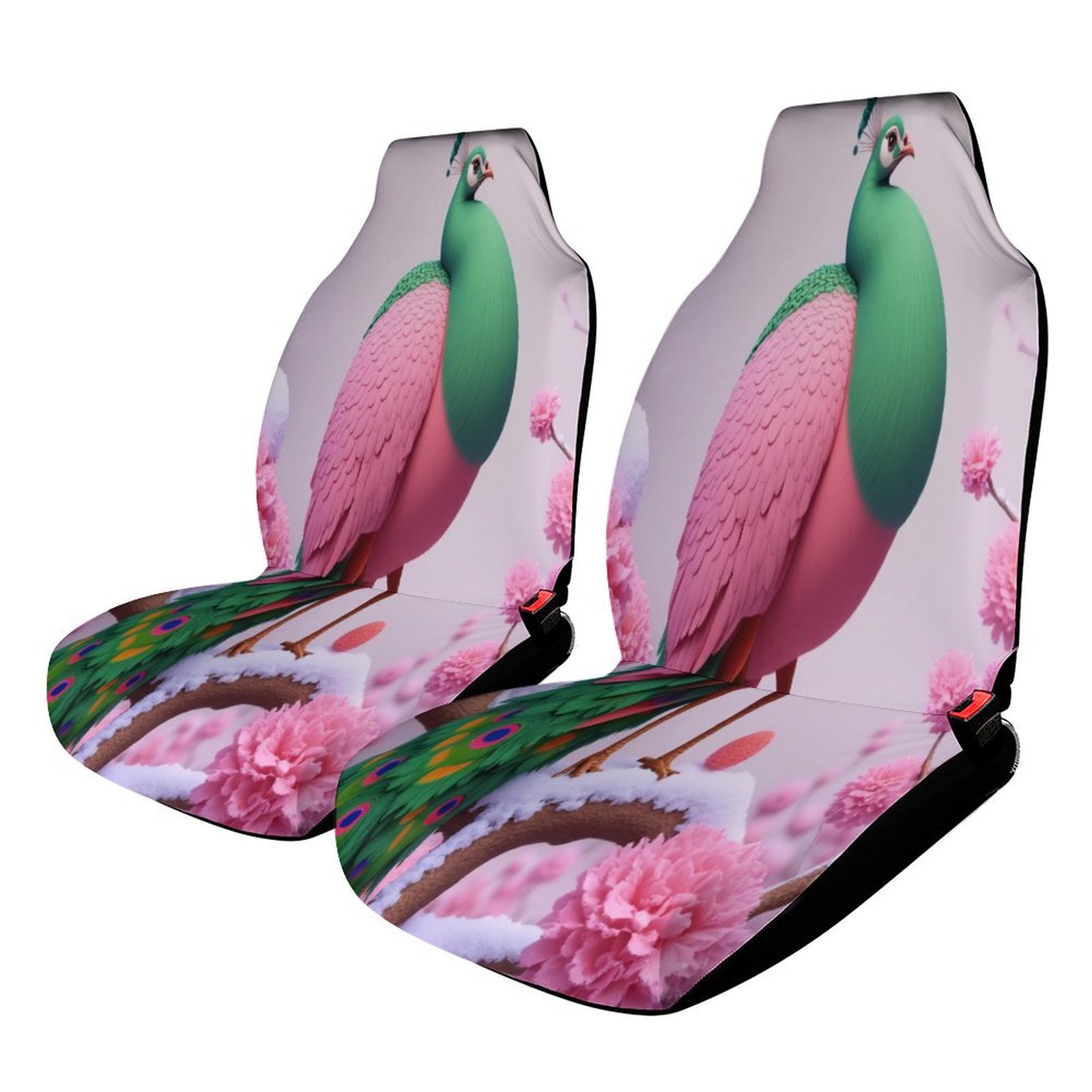 Colorful Peacock in Winter Garden Set of 2 Car Seat Covers Seat for ...