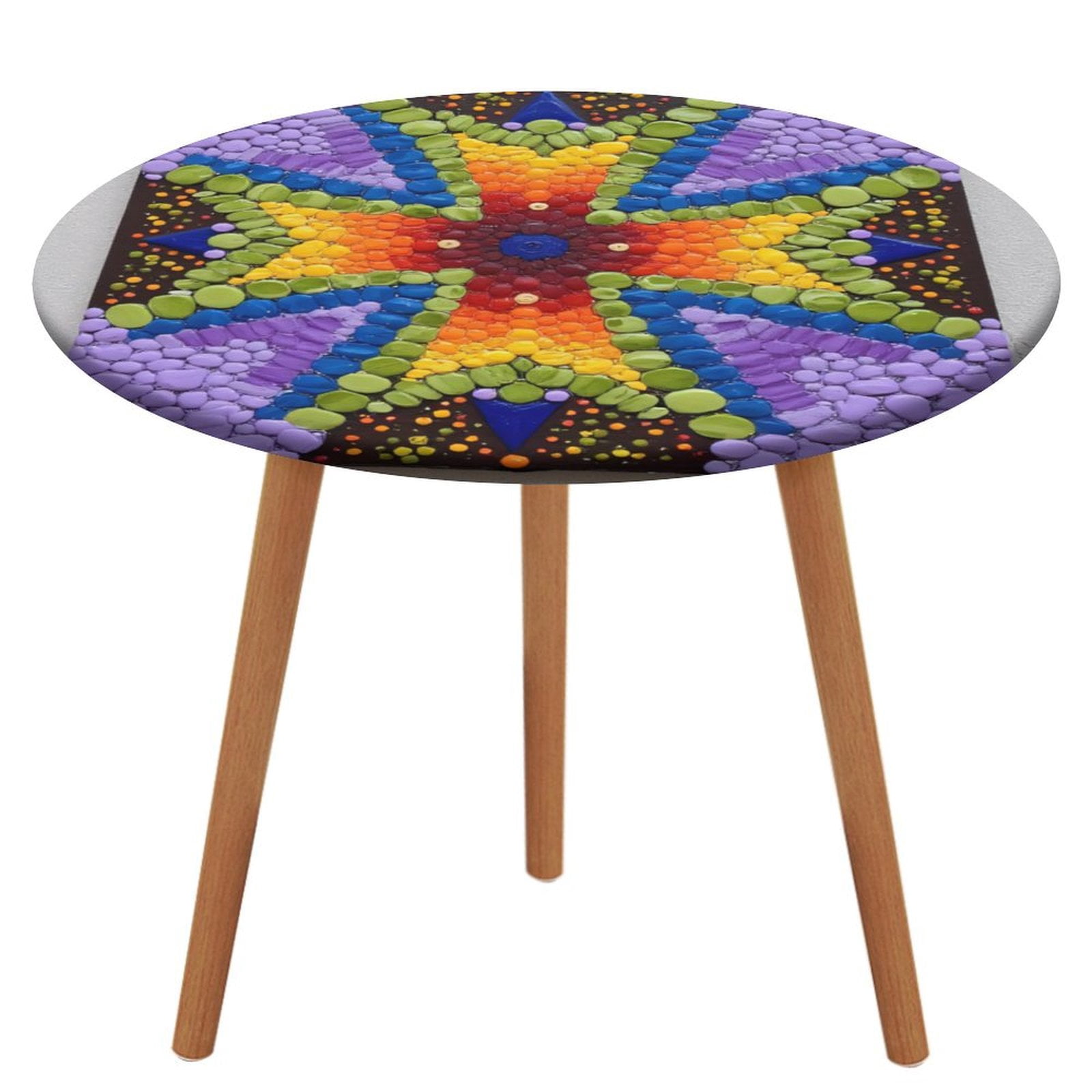 Colorful Pebble Star Artwork Pattern Round Tablecloth Waterproof ...
