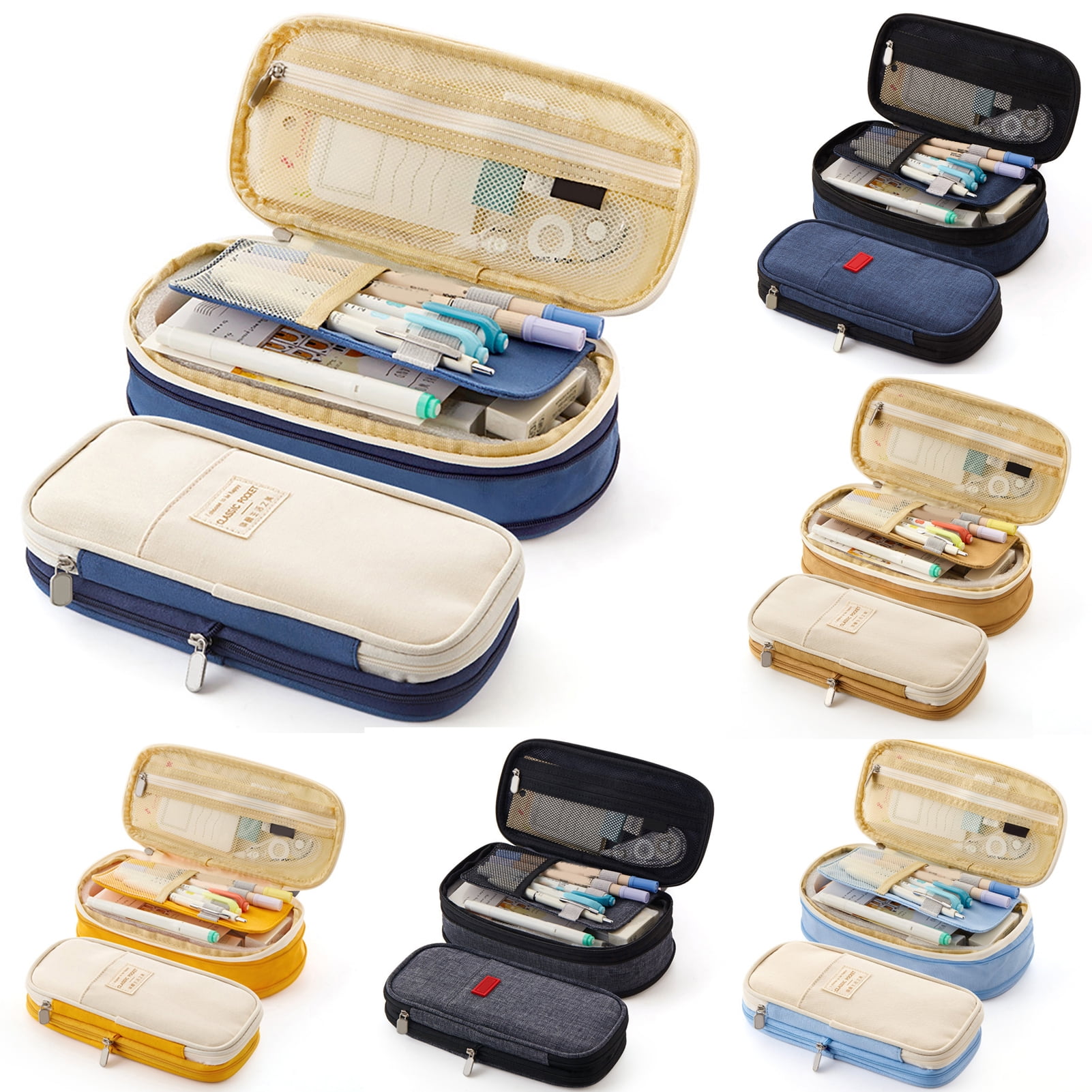 Colorful Pencil Case Pouch, Stationery Makeup Bag with Zipper Big ...