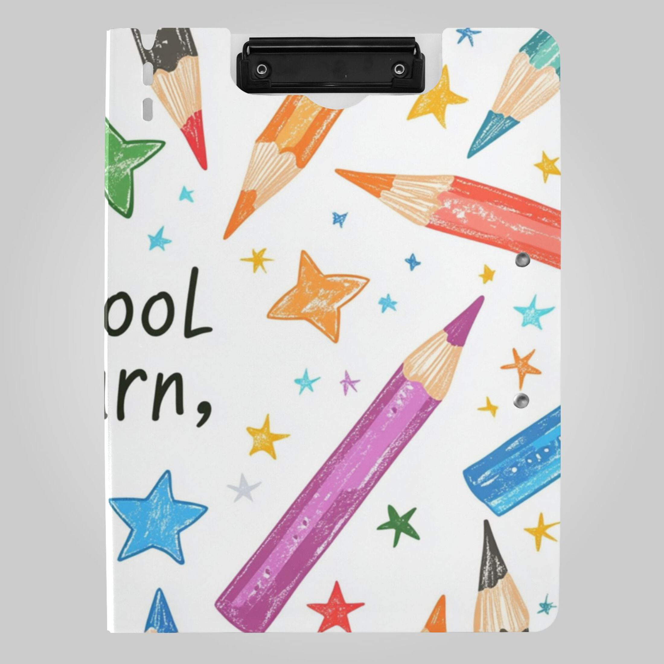 Colorful Pencils Stars Cute Foldable Binder Folder Clipboard with Pen ...