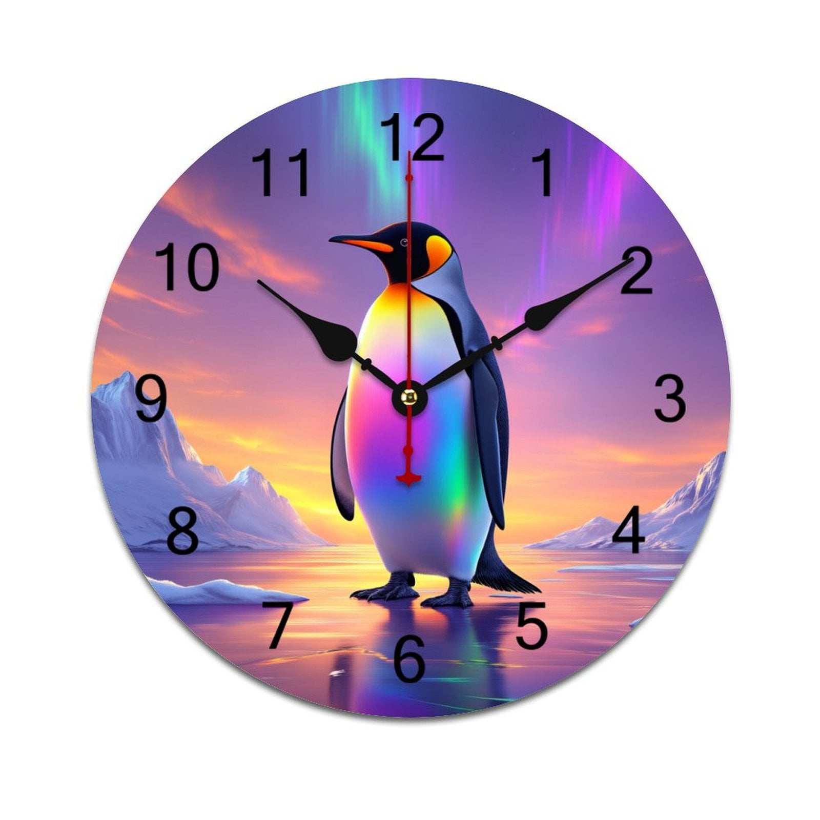 Colorful Penguin Aurora-1 Time Decorative Wall Clocks Round Large Wall ...