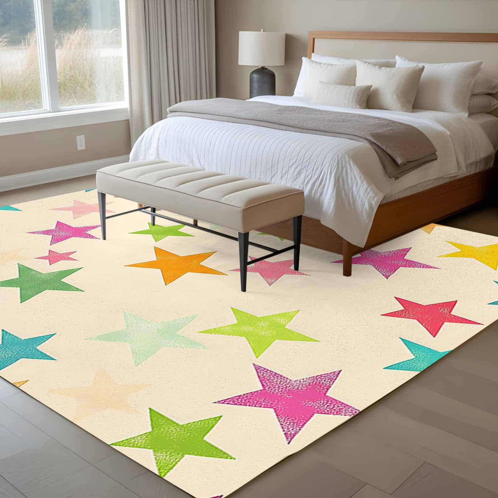 Colorful Pentagram 6x9 Rug for Dining Room Table and Chair Setup ...