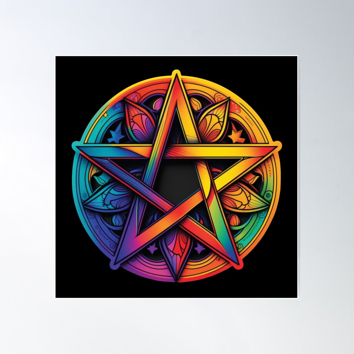 Colorful Pentagram Sticker Poster Wall Art, Modern Wall Decor For ...