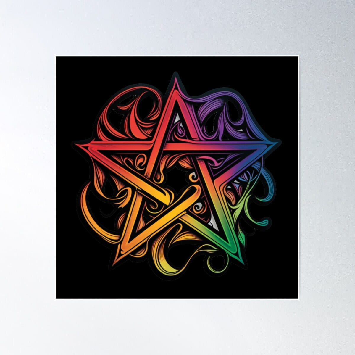 Colorful Pentagram Sticker Variant Poster Wall Art, Modern Wall Decor ...