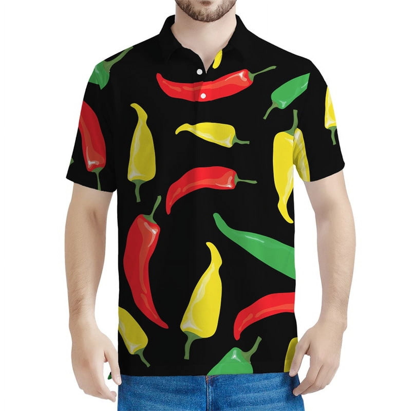 Colorful Peppers Graphic Polo Shirt For Men 3d Printed Chili Tshirt ...