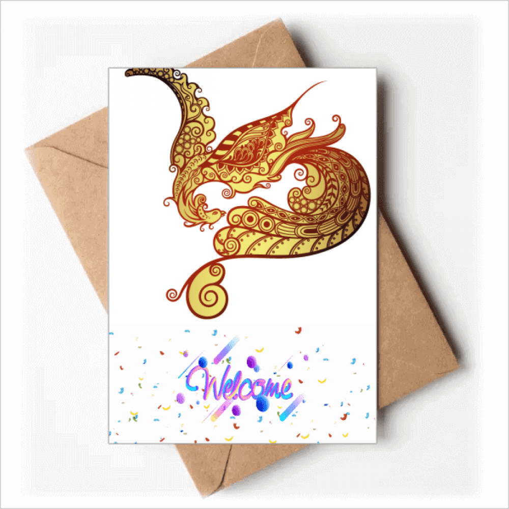 Colorful Phoenix Animal Art Outline Welcome Back Greeting Cards ...