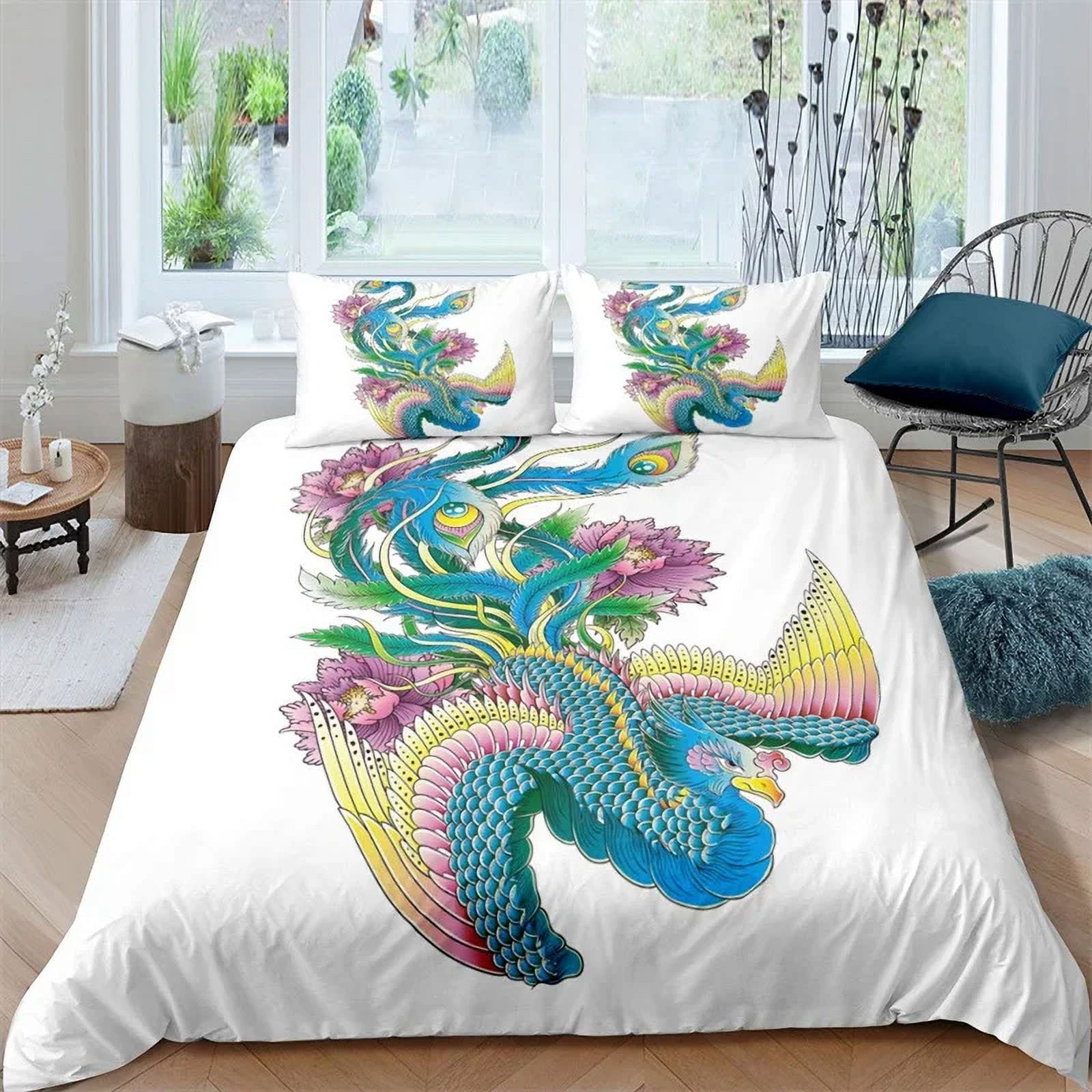 Colorful Phoenix Duvet Cover Set Cartoon Birds Bedding Set Full King ...