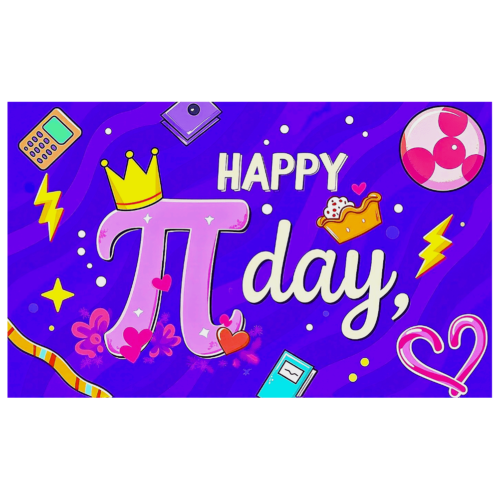 Colorful Pi Day Themed Banner with Crown Candy Cupcake and Math ...