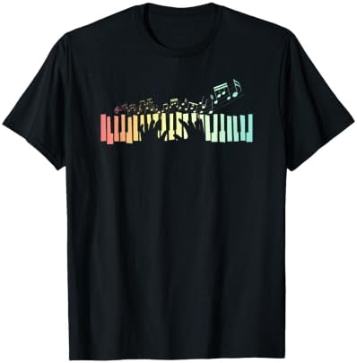 Colorful Piano Keyboard Music Notes T-Shirt for Musicians and Music ...