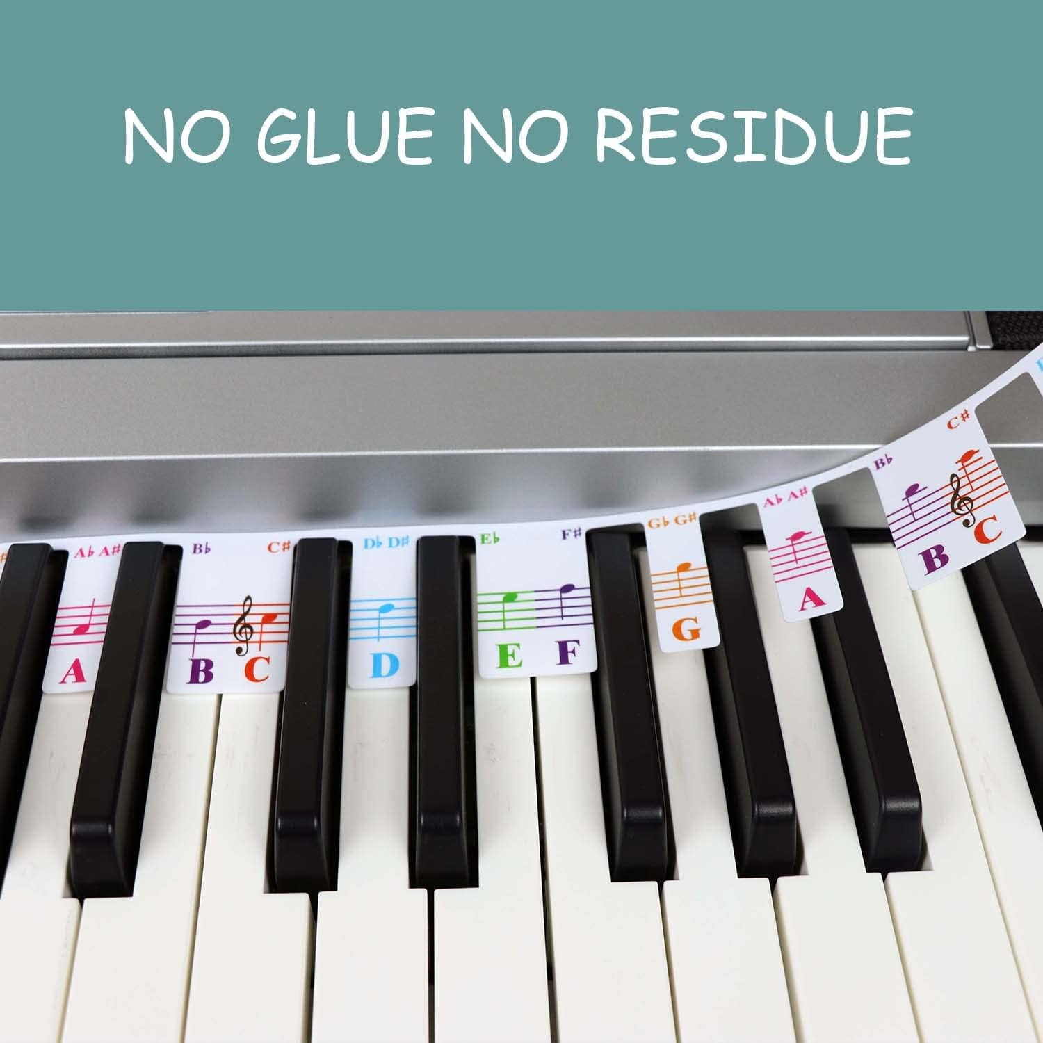 Colorful Piano Keyboard Notes for Beginner, Removable Note Labels for ...