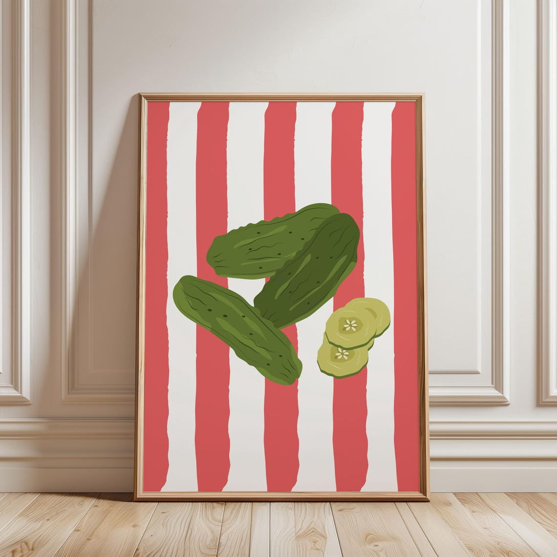 Colorful Pickle Cucumber Fruit Kitchen Wall Art | Striped Line Pattern ...