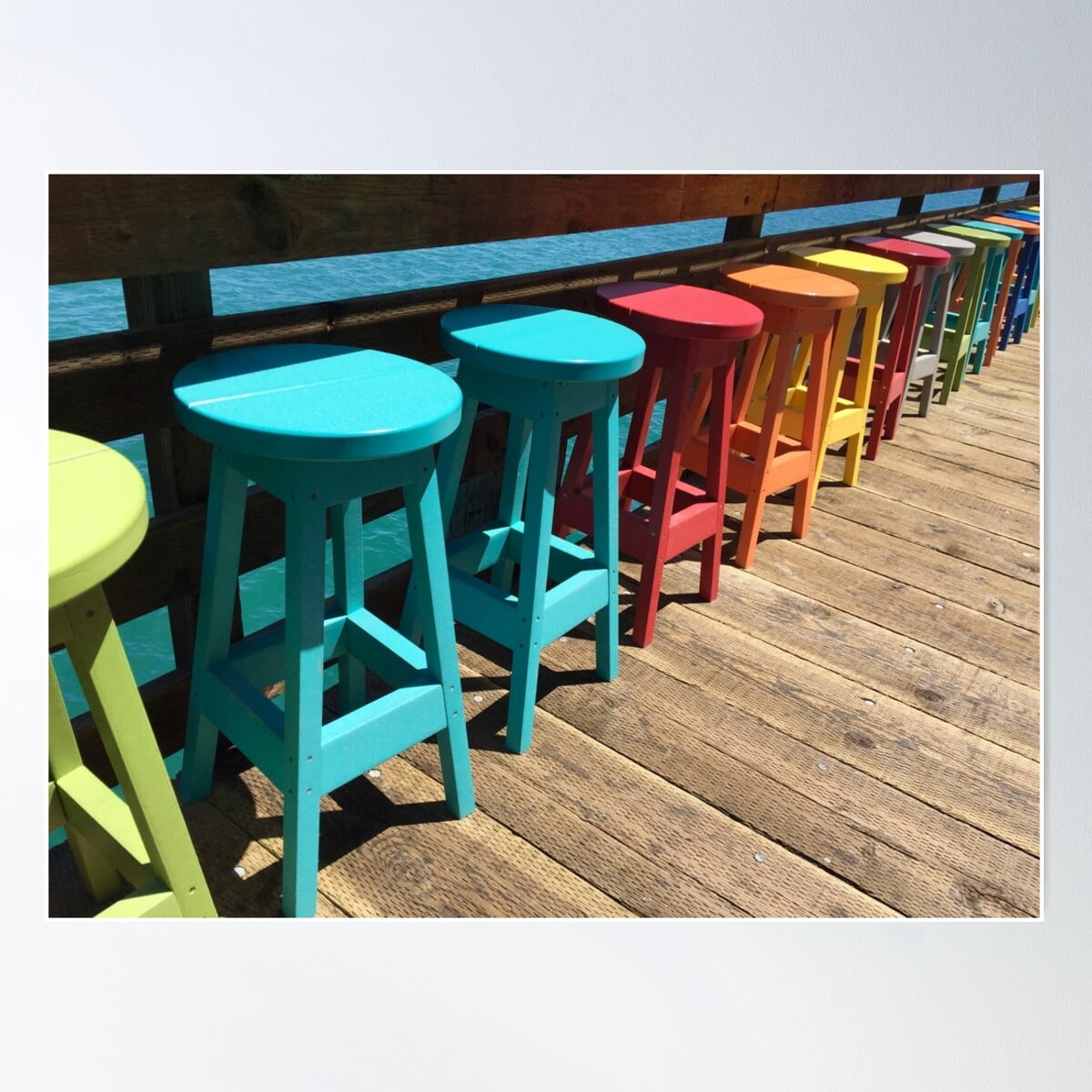 Colorful Pier Stools Poster Wall Art, Modern Wall Decor For Living Room ...