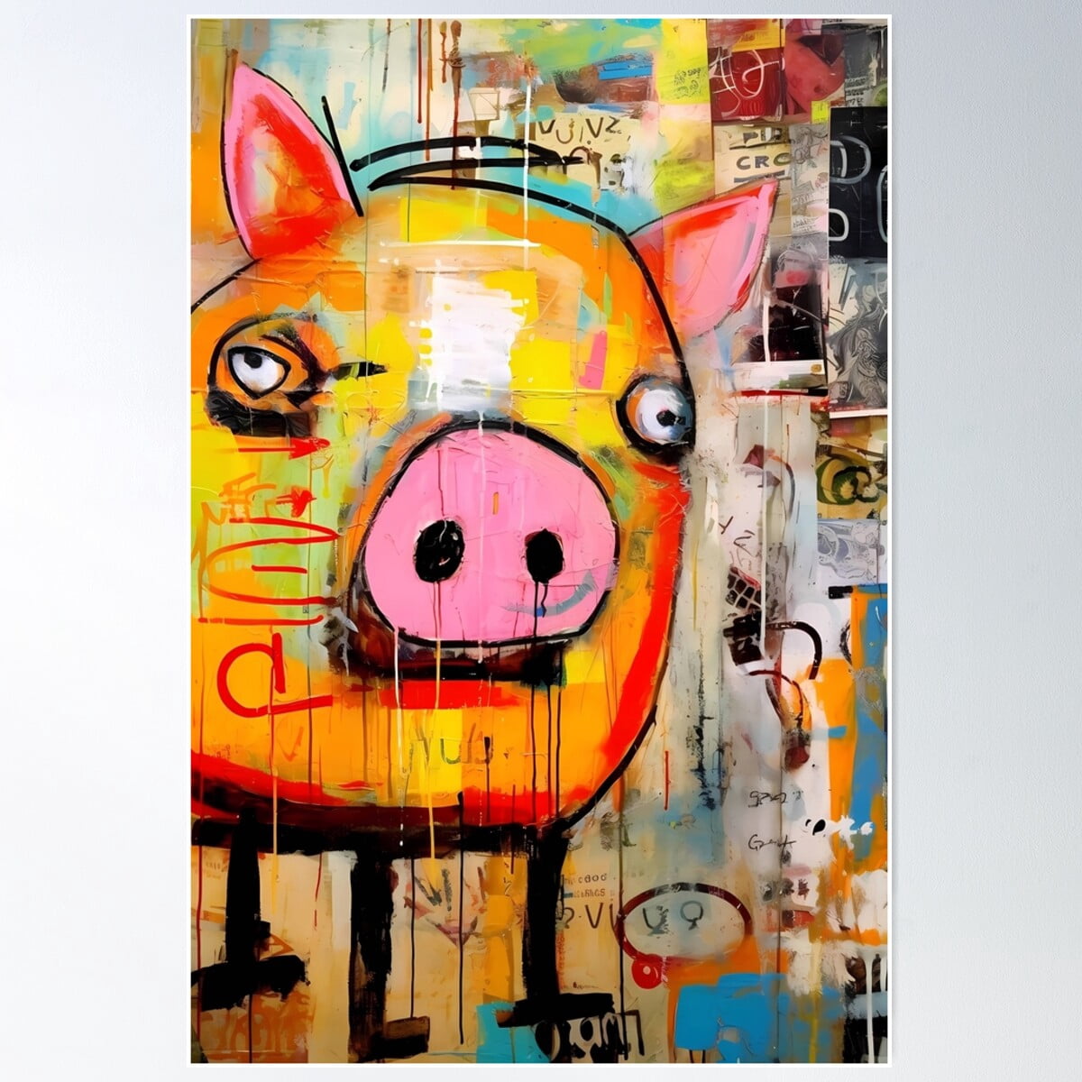 Colorful Pig Artwork. Abstract Swine Splash. Poster Wall Art, Modern ...