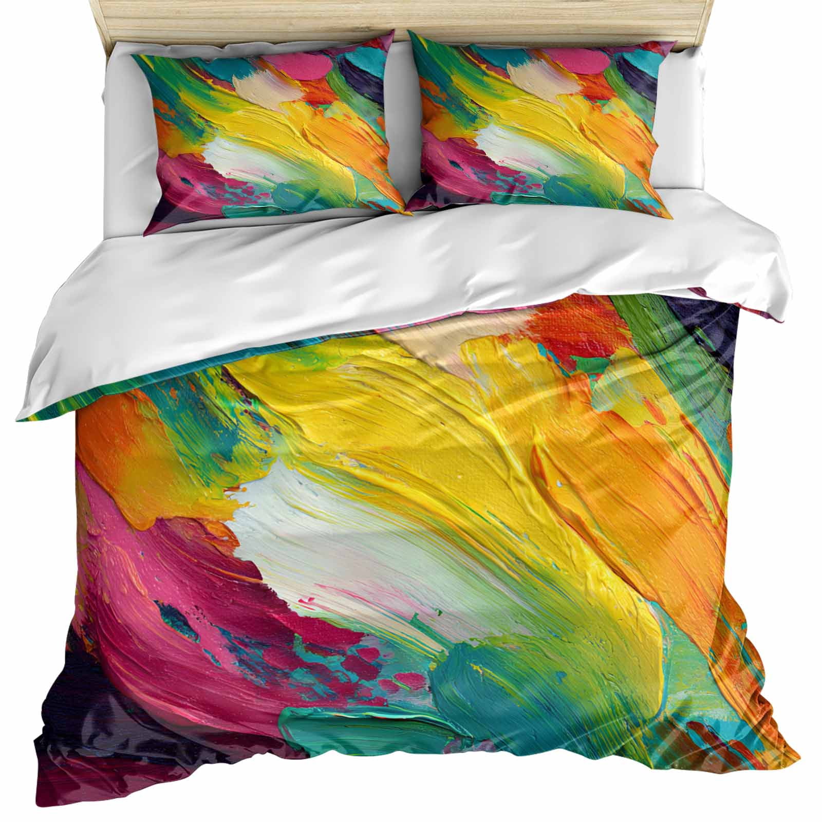 Colorful Pigment Bedding 3 Piece Duvet Cover Set Twin Size, Abstract ...