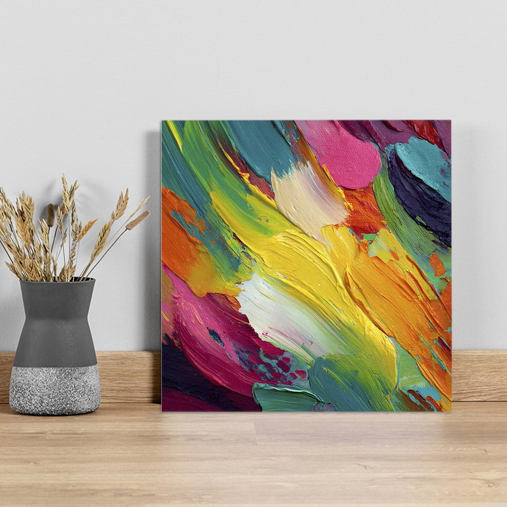Colorful Pigment Wall Art Painting on Canvas, Abstract Color Block Oil ...