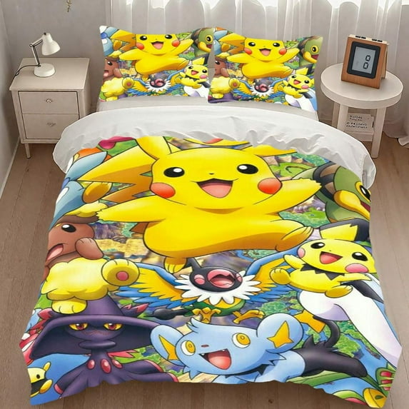 Colorful Pikachu Pokemon Duvet Cover Bed Sheet- All Season Christmas ...