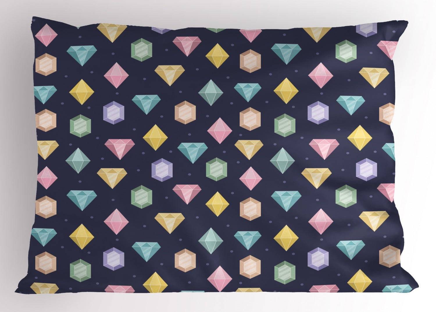 Colorful Pillow Sham Graphic Gemstones with Different Shapes Trillion ...