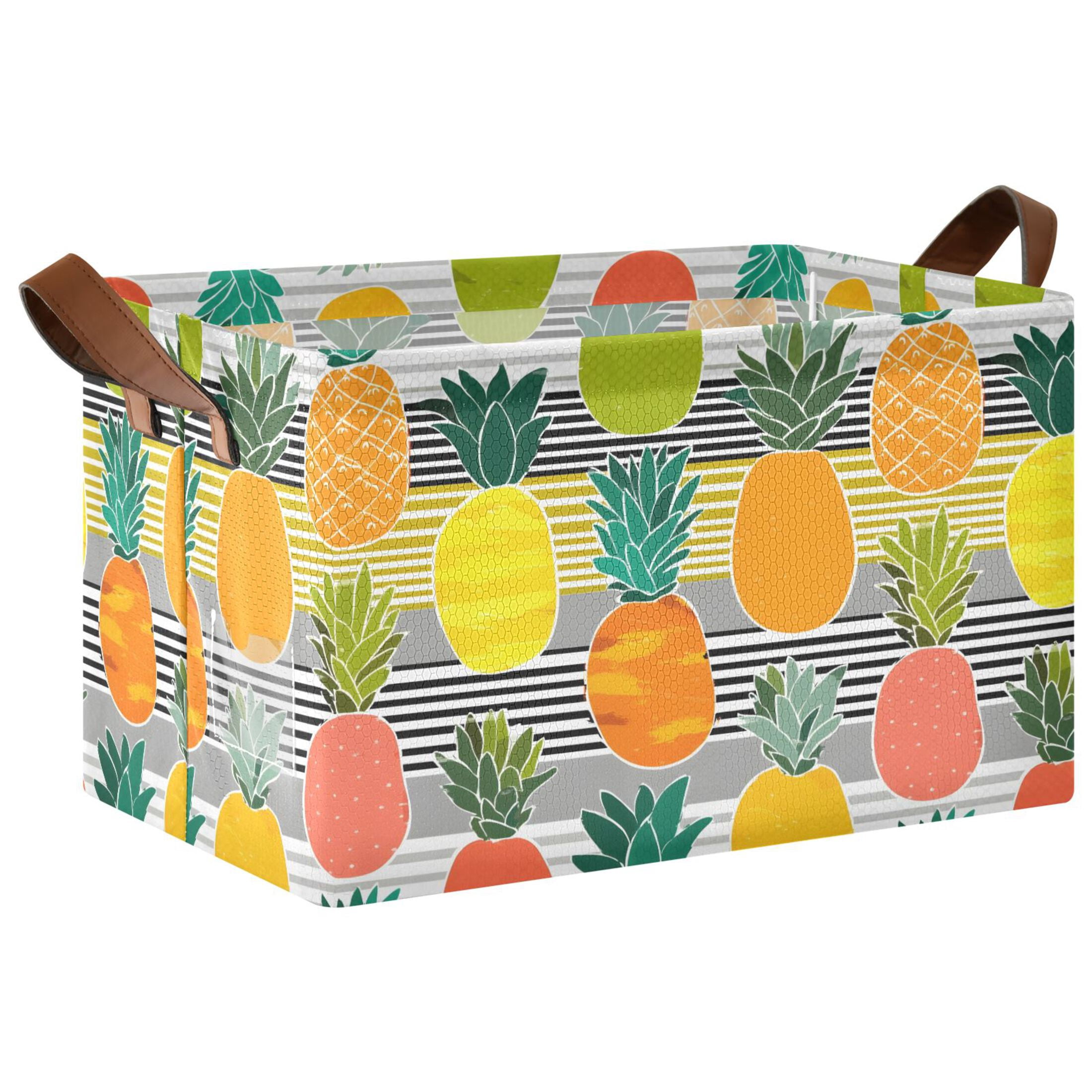 Colorful Pineapple Pattern Collapsible Storage Bin Open Home Shelf ...