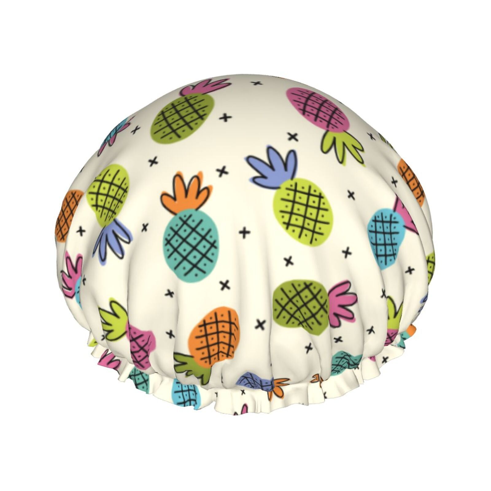 Colorful Pineapple Shower Cap for Women, Double Waterproof Layers ...