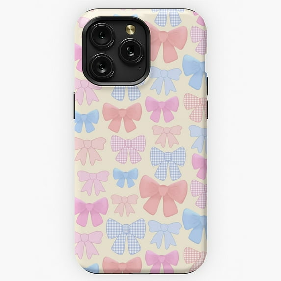 Colorful Pink Coral Blue Bows Girly Art iPhone Case 17 to 11 Pro Max ...