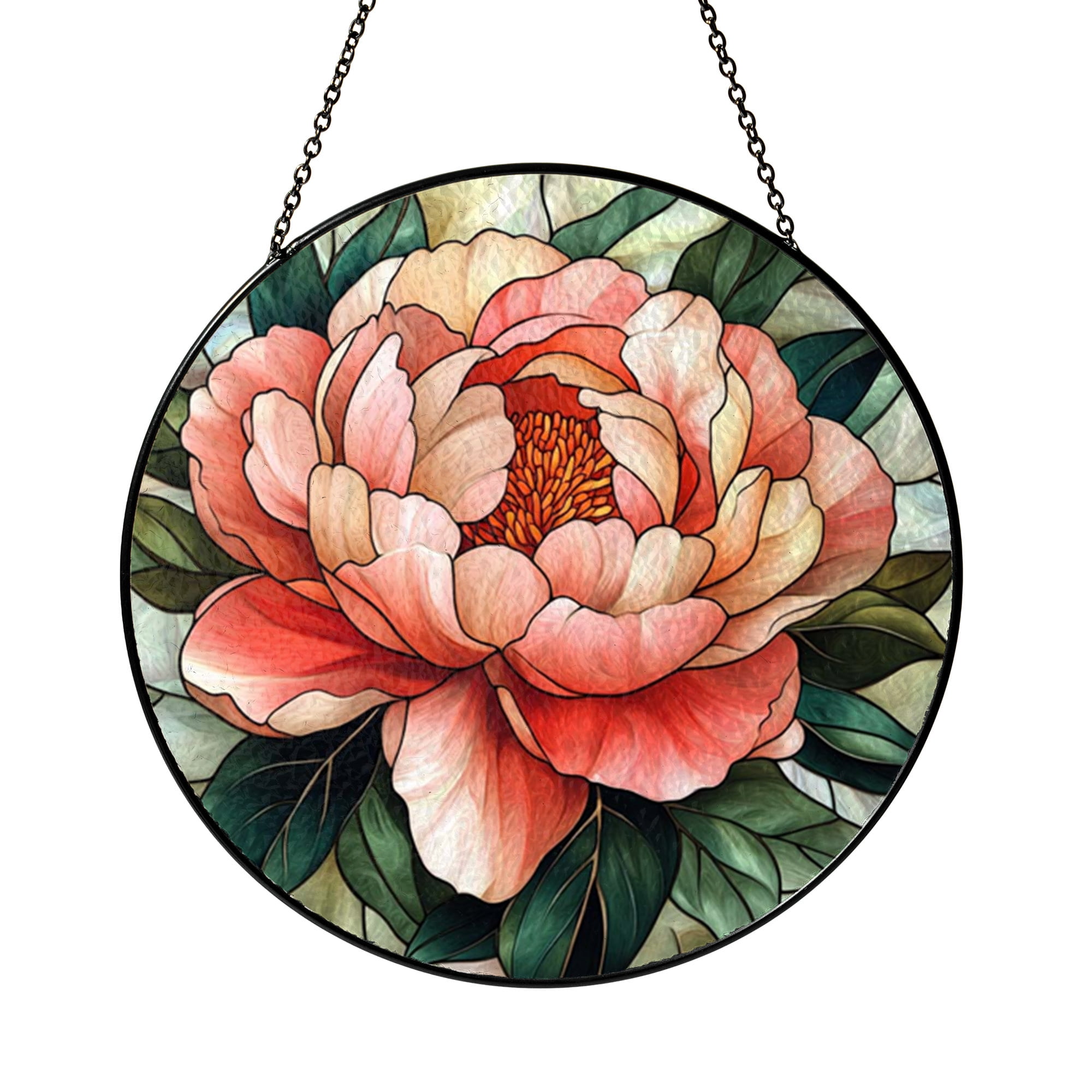 Colorful Pink Floral Design Stained Glass Suncatcher – Window Decor ...