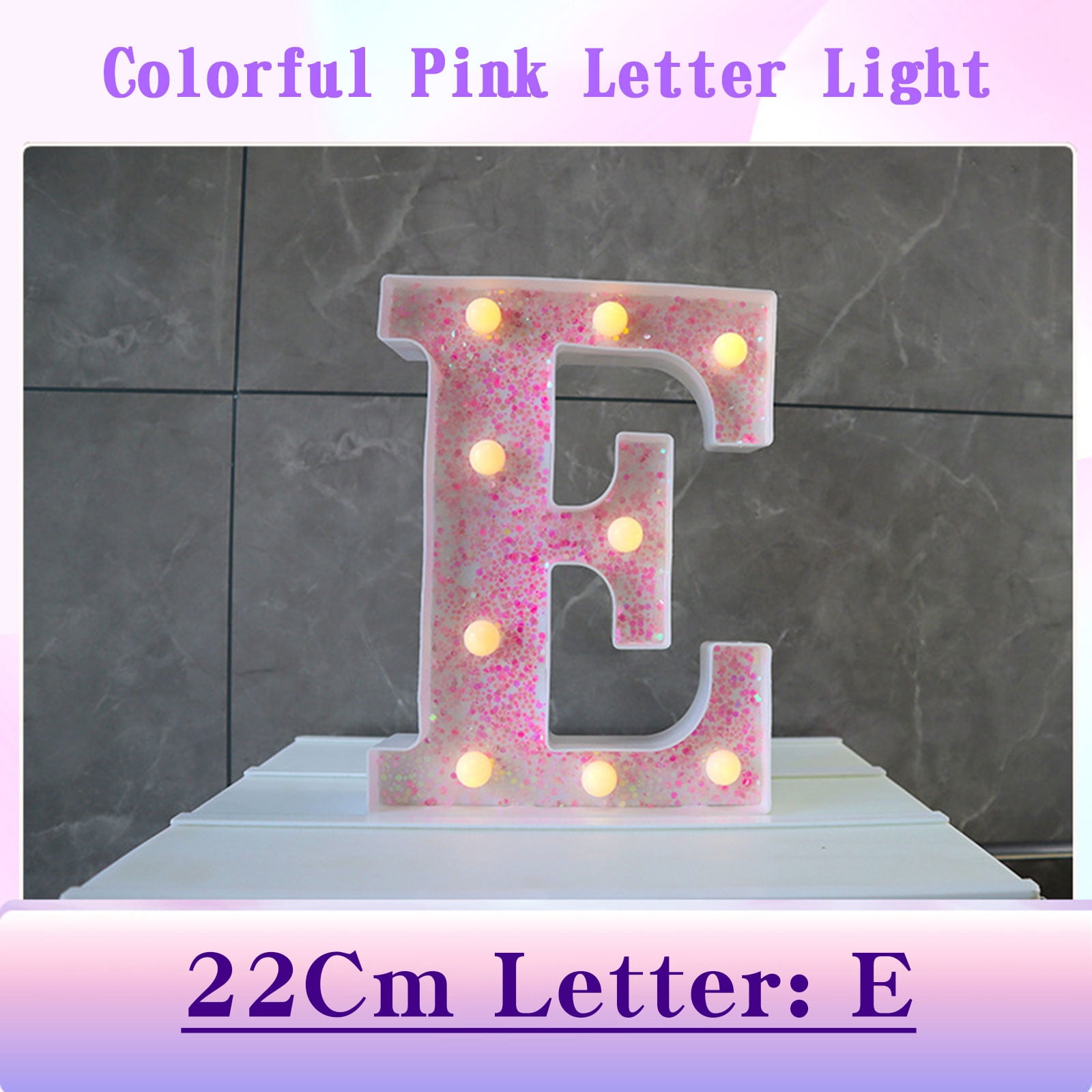 Colorful Pink Letter Light, LED Marquee Letters Lights, Glitter Rose ...