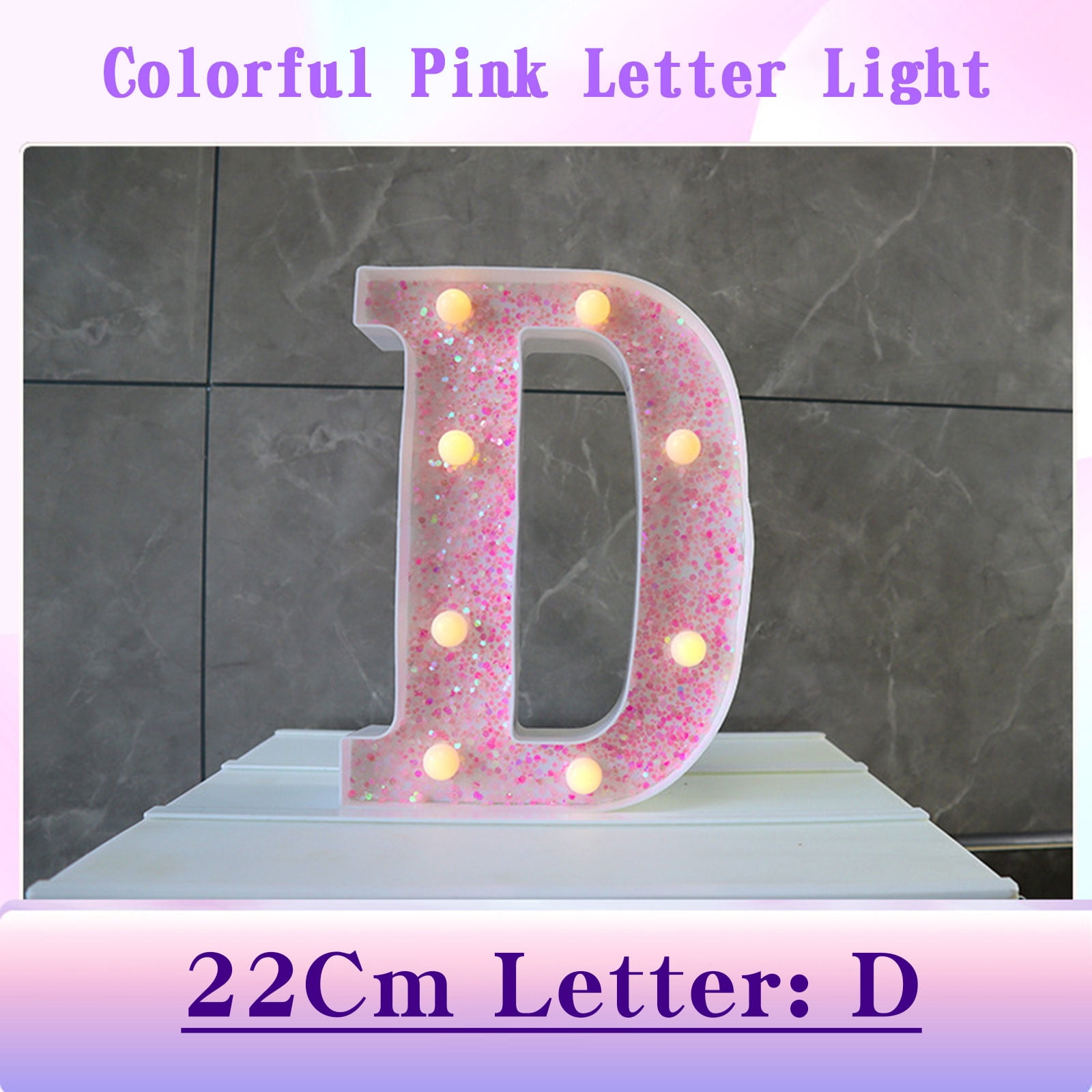 Colorful Pink Letter Light, LED Marquee Letters Lights, Glitter Rose ...
