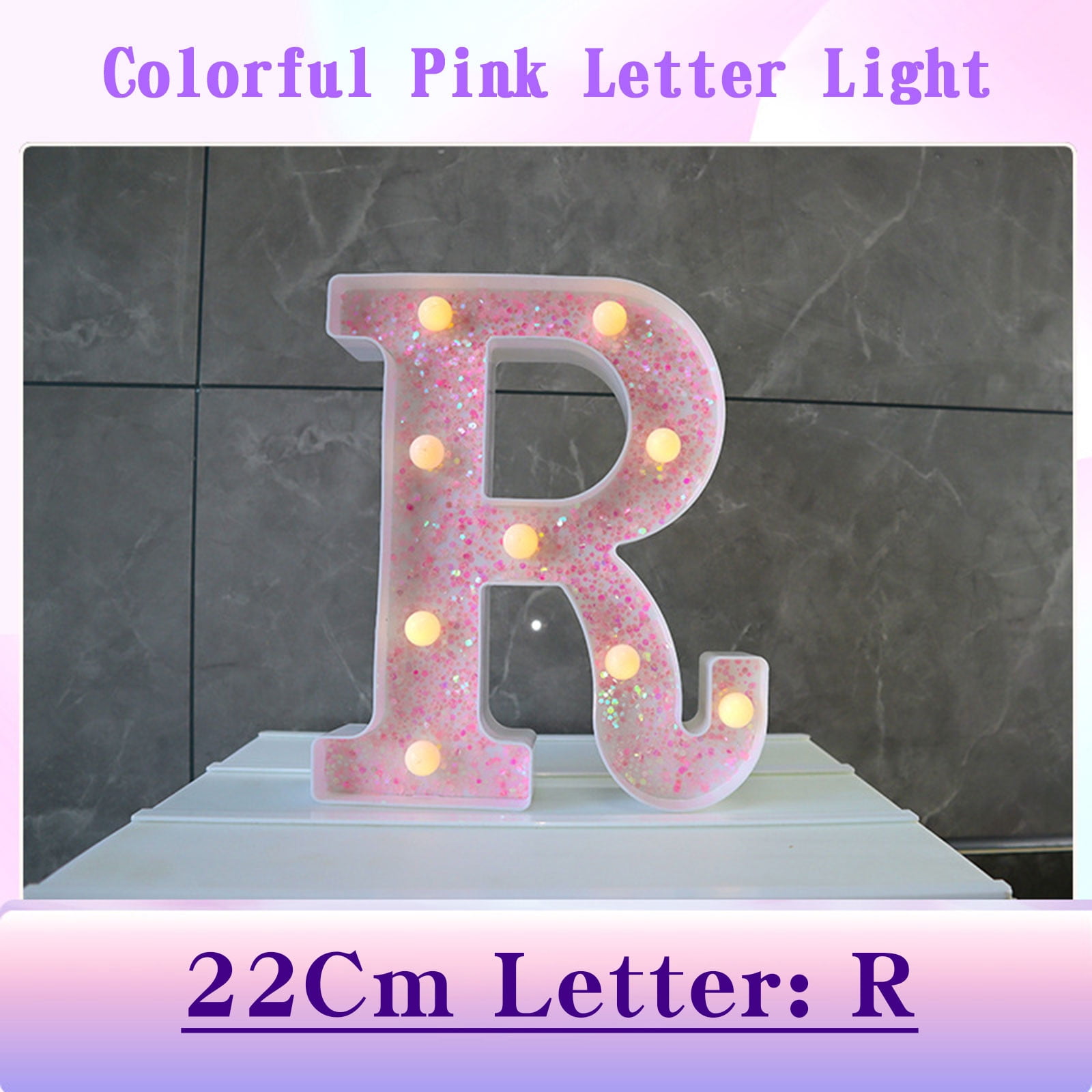 Colorful Pink Letter Light, LED Marquee Letters Lights, Glitter Rose ...
