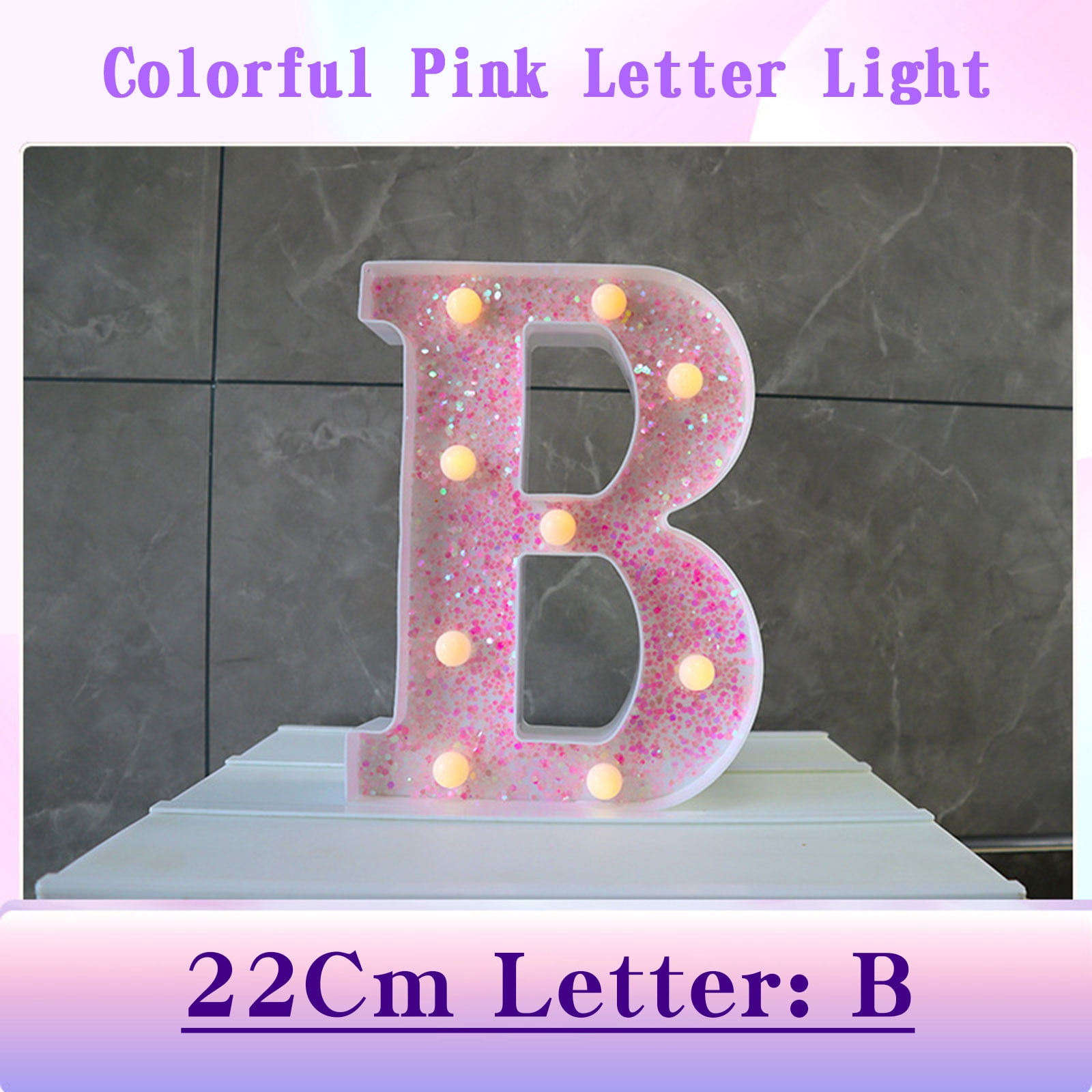 Colorful Pink Letter Light, LED Marquee Letters Lights, Glitter Rose ...
