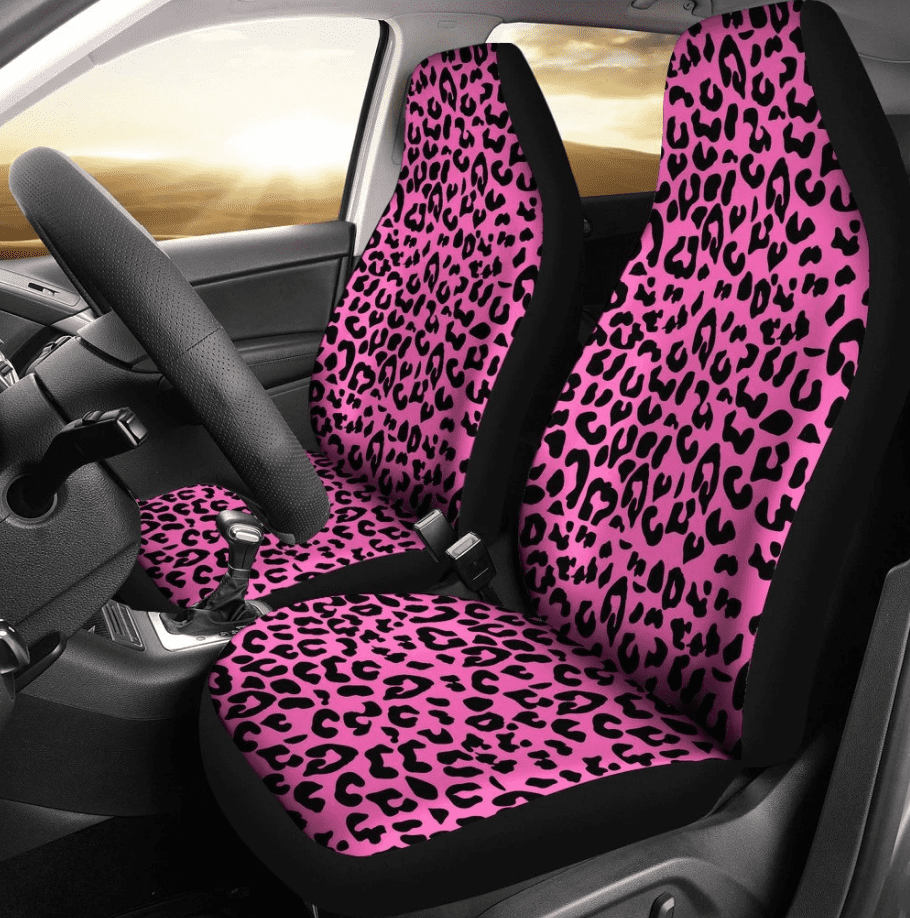 Colorful Pink Purple Animal Print Cheetah Car Seat Covers Pair 2 Front ...