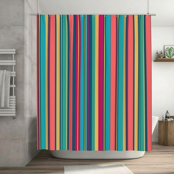 Colorful Pinstripe Shower Curtain Multicolor Vertical Line Stripe ...