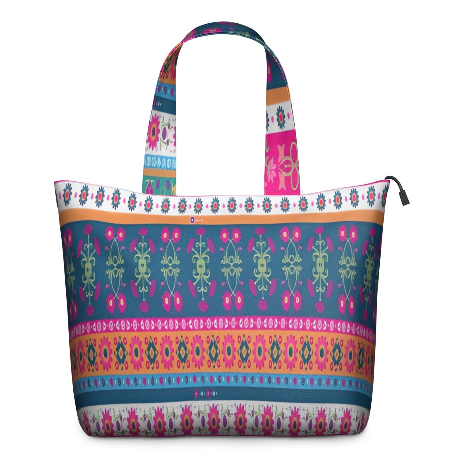 Colorful Pioneer Flower Striped Pattern Travel Tote Bags for Women ...