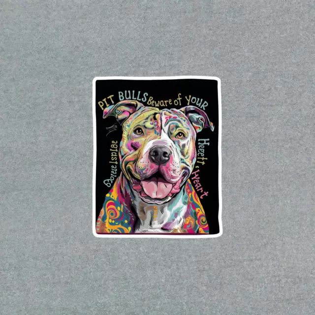 Colorful Pit Bull Dog Beware Of Your Heart Sticker Decalphone Decal ...