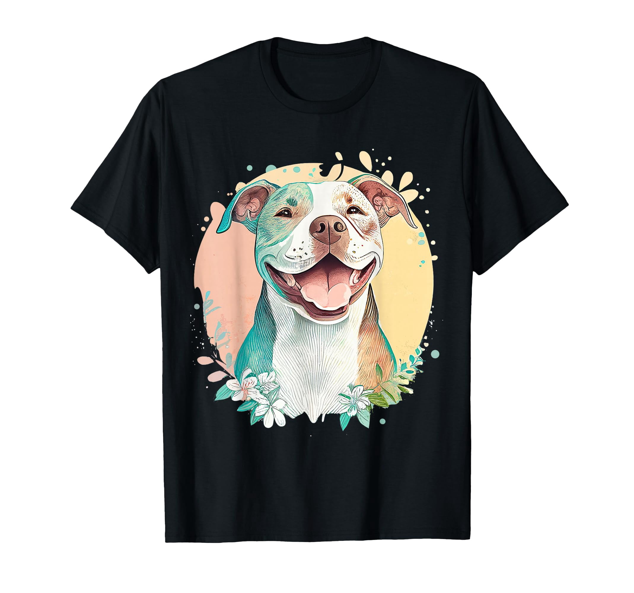 Colorful Pit Bull Mom T-Shirt for Dog Lovers - Artistic Floral Design ...