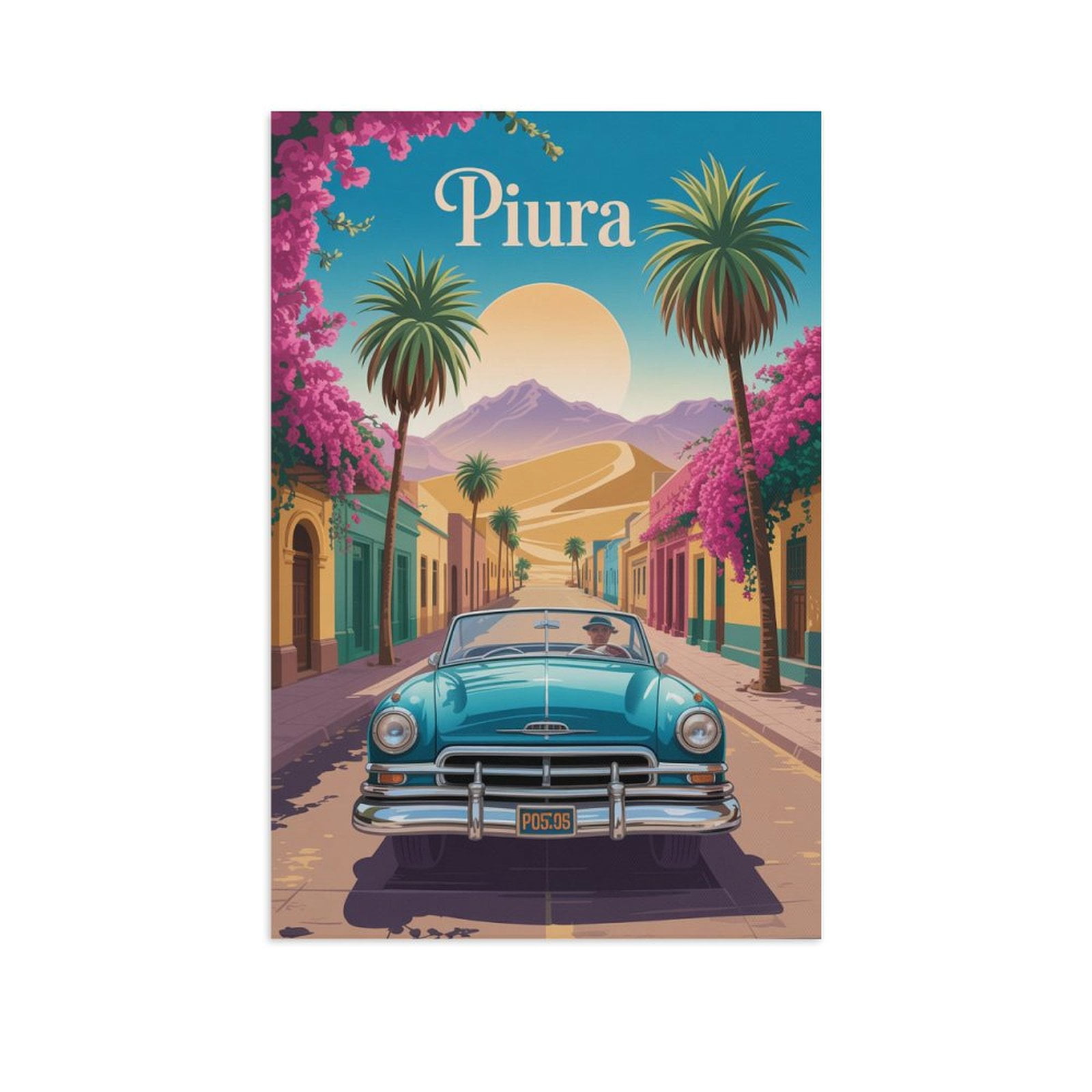Colorful Piura Peru Vintage Travel Poster with Desert Vibes And ...