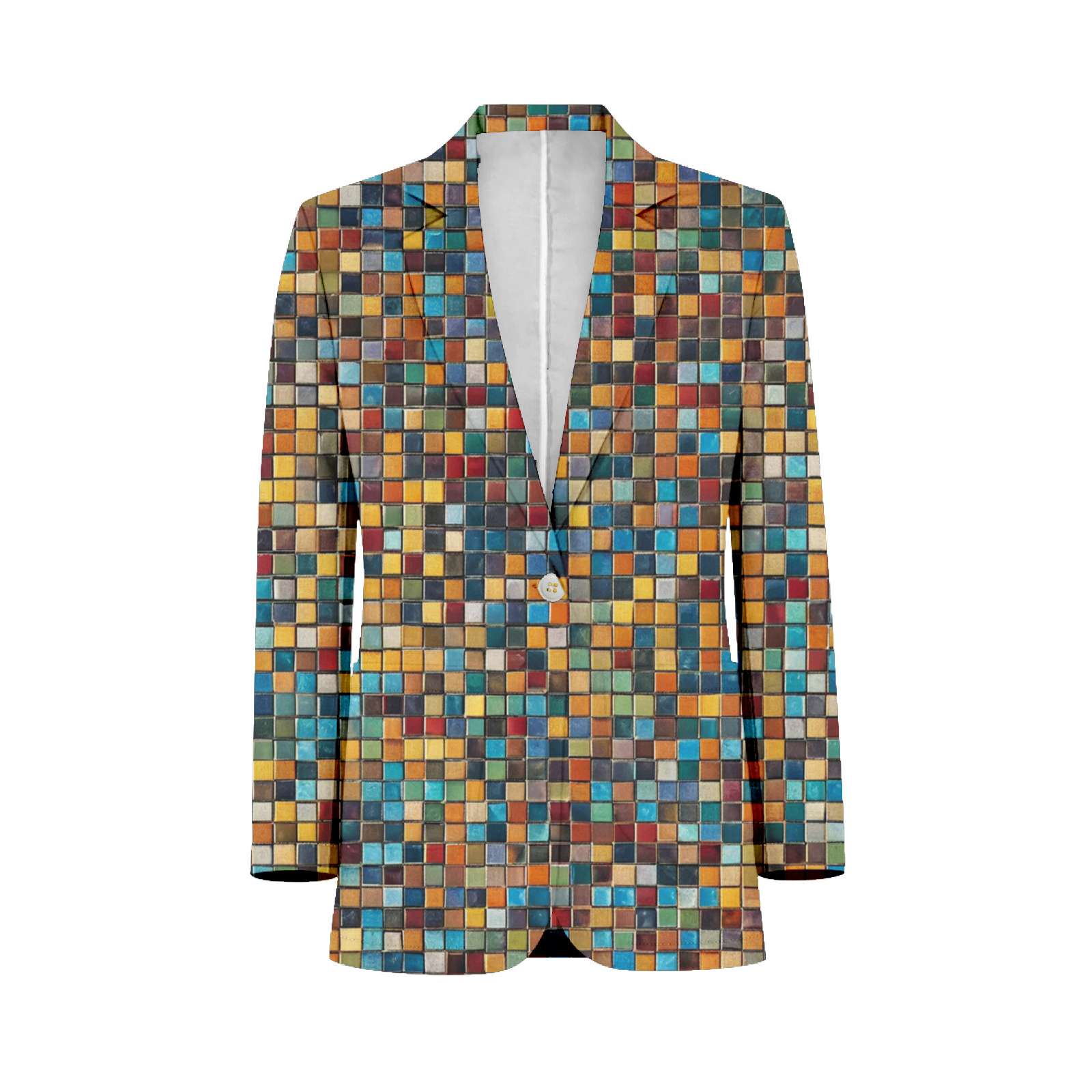 Colorful Pixel Art Print Mens Suits Shawl Collar Slim Fit Suit Mens ...