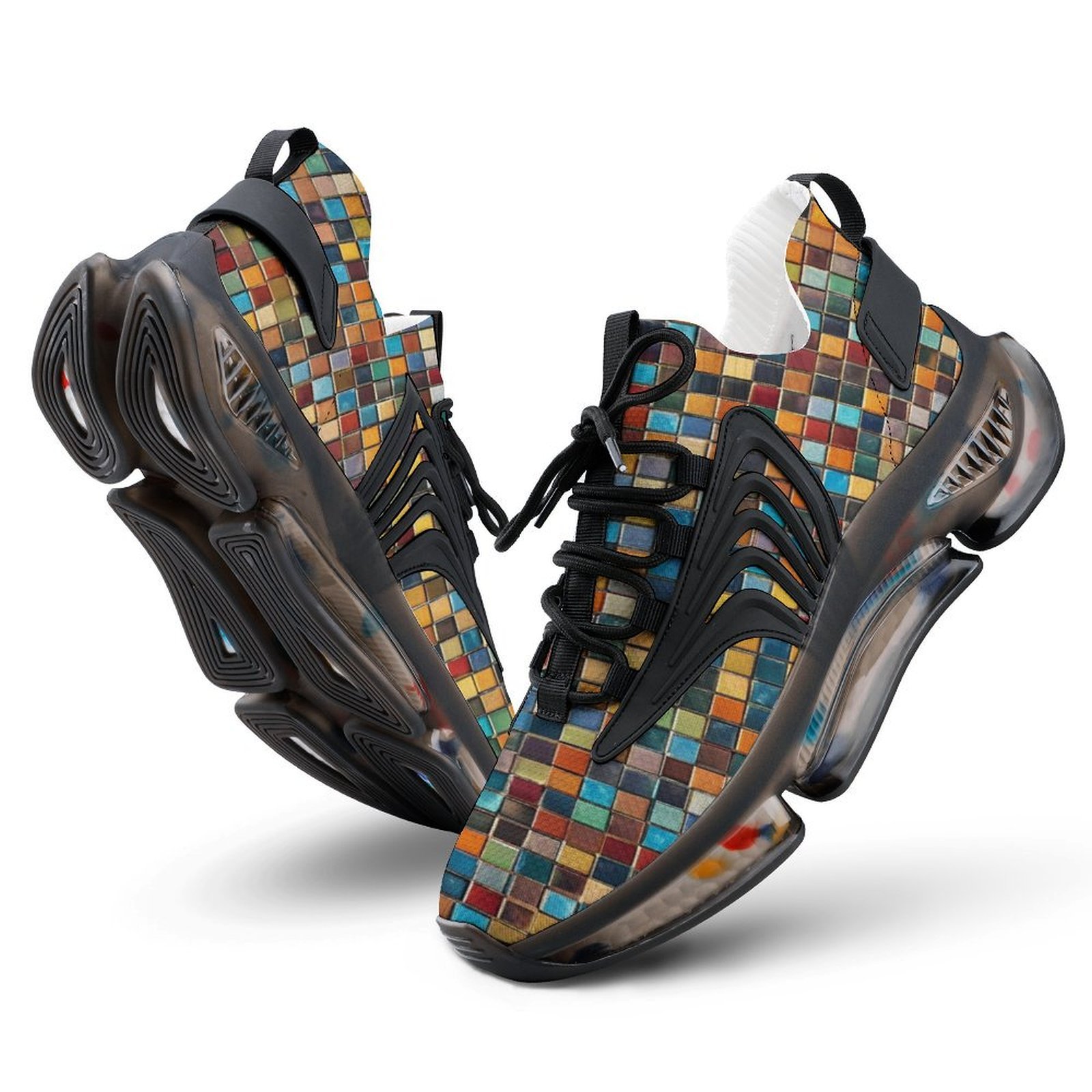 Colorful Pixel Art Print Walking Shoes for Men Woman Lightweight Tennis ...
