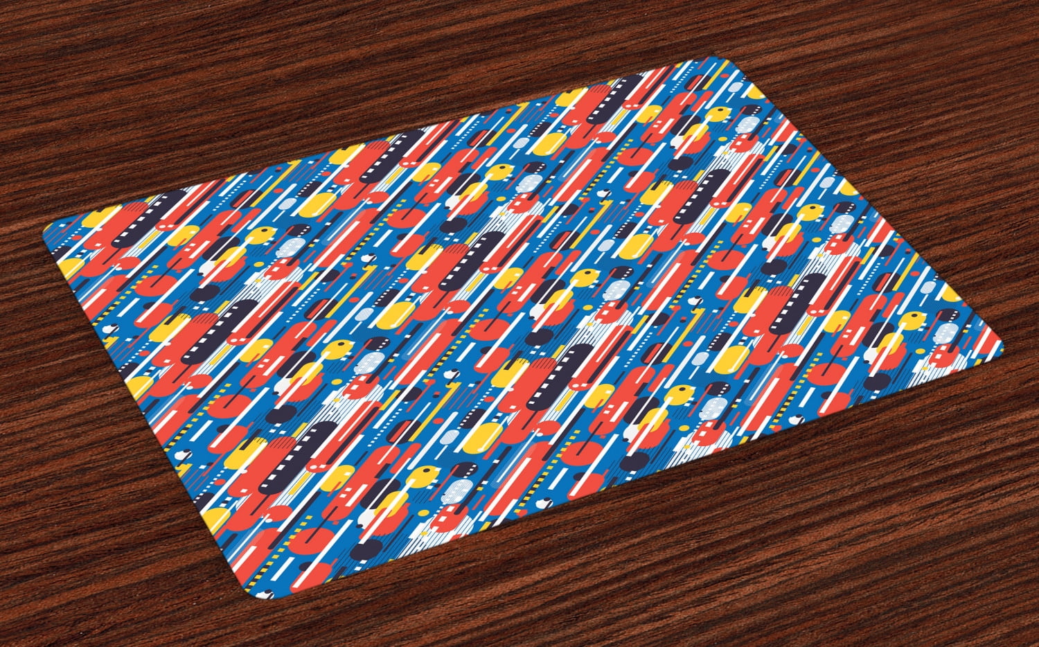 Colorful Placemats Set of 4 Diagonal Geometric Shapes Pattern with ...