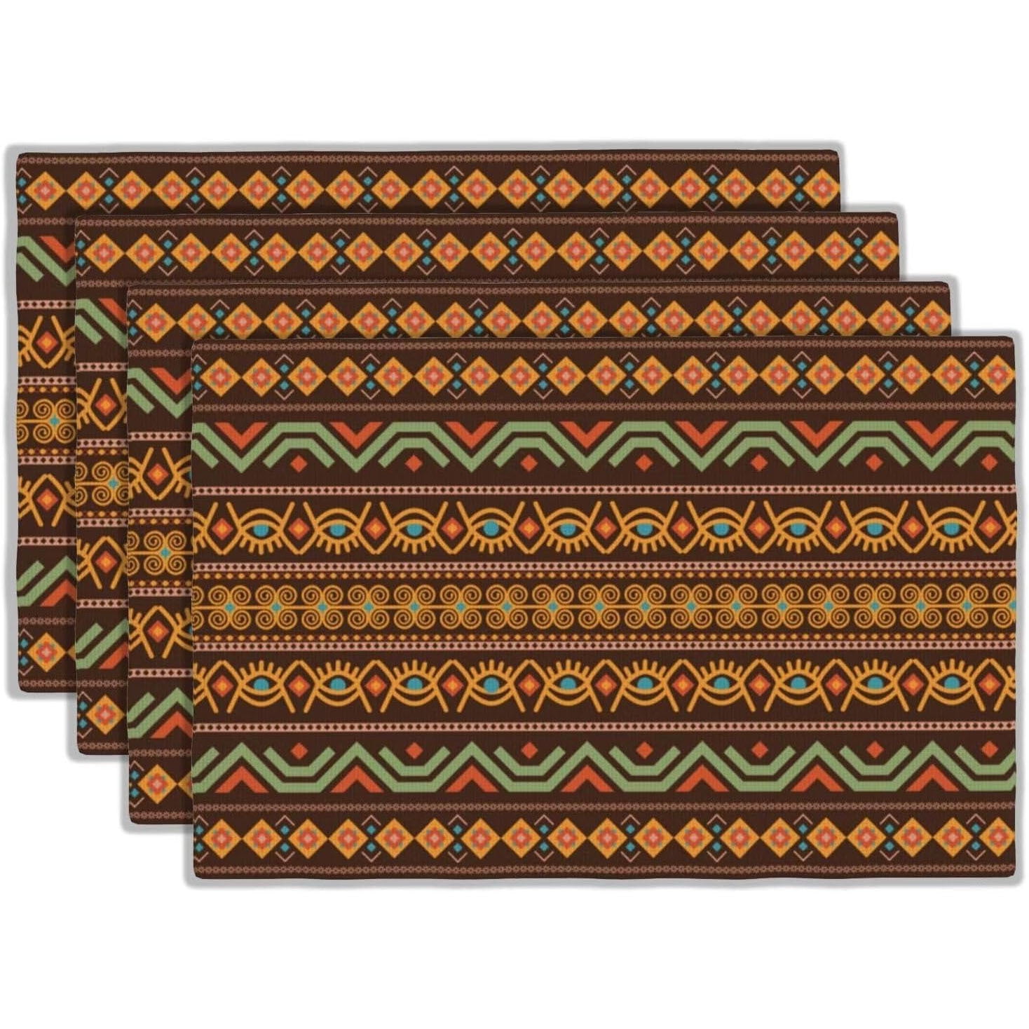 Colorful Placemats Set of 4 - Tribal Place Mat 12x18 Inch Ethnic ...